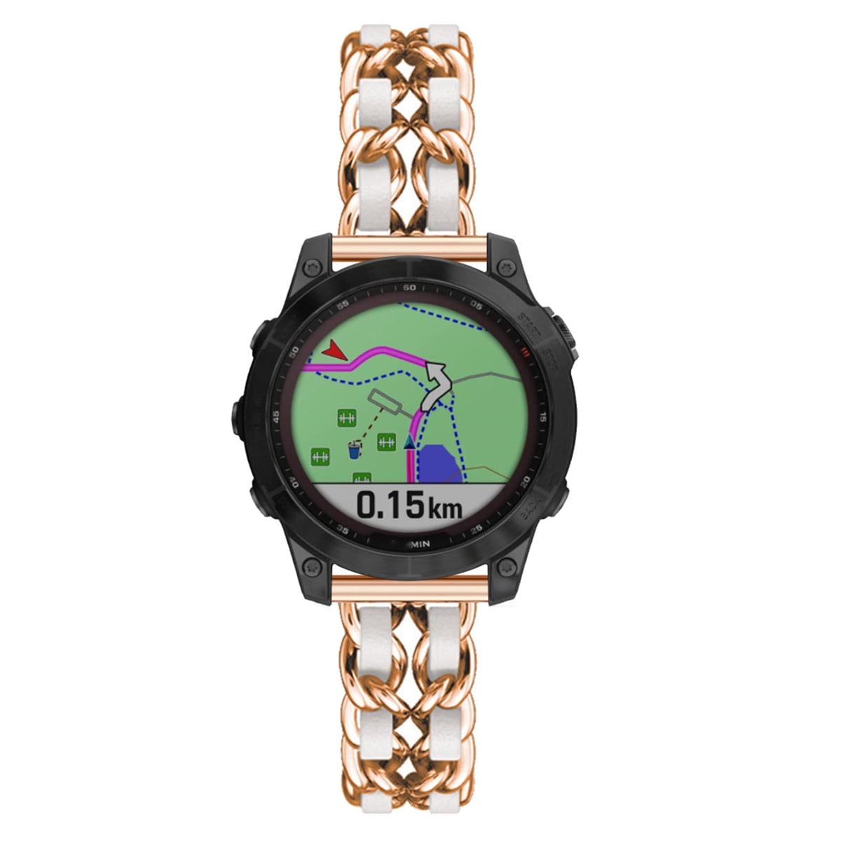 Leather Metal Band Compatible With Garmin Fenix 7/Fenix 6/Fenix 5 Plus ...