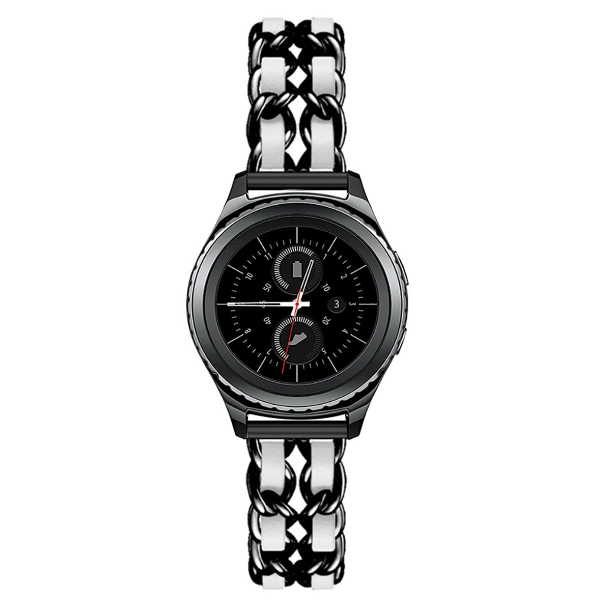 Leather Metal Band Compatible With Samsung Gear Sport/Gear S2 Classic/Galaxy Watch 42mm Band ...