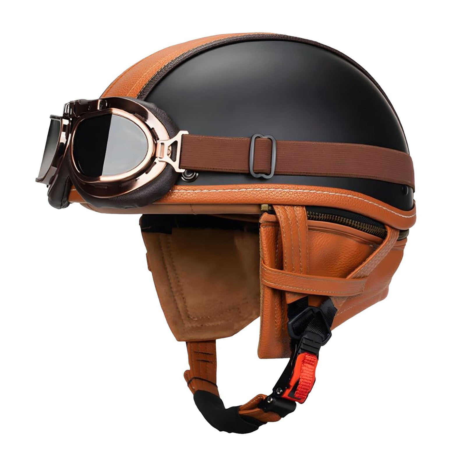 Leather Motorcycle Half Helmet for Adults Men Women Retro German Cap ...