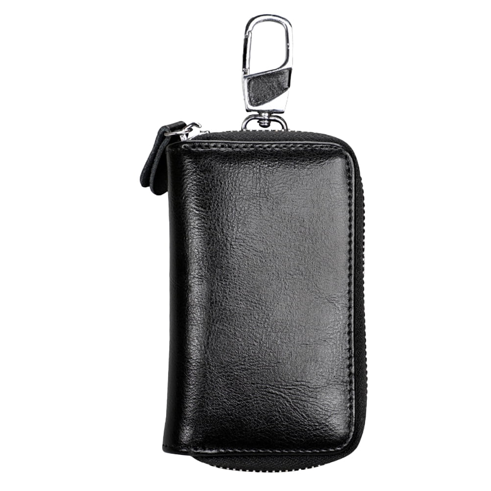 Leather Multifunction Car Key Pouch Zipper Keys Storage Bag Hanging ...