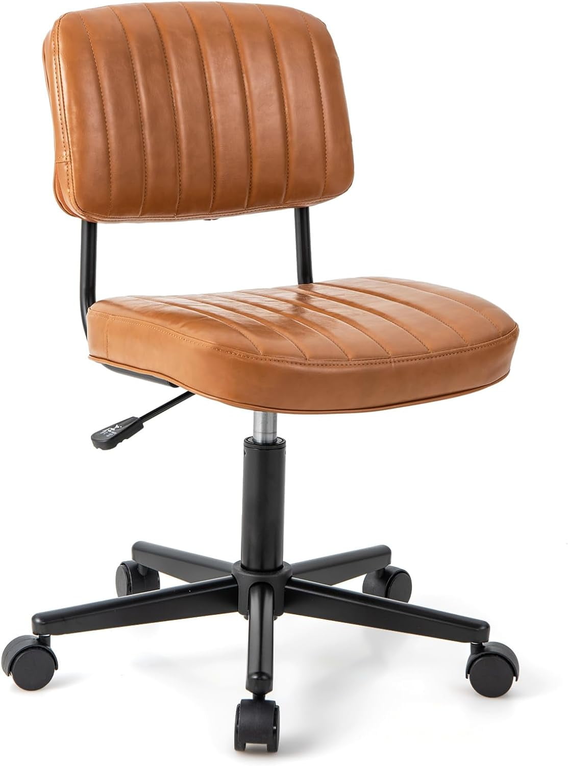 Leather Office Chair Orange, Armless Low-Back Computer Desk Chair ...