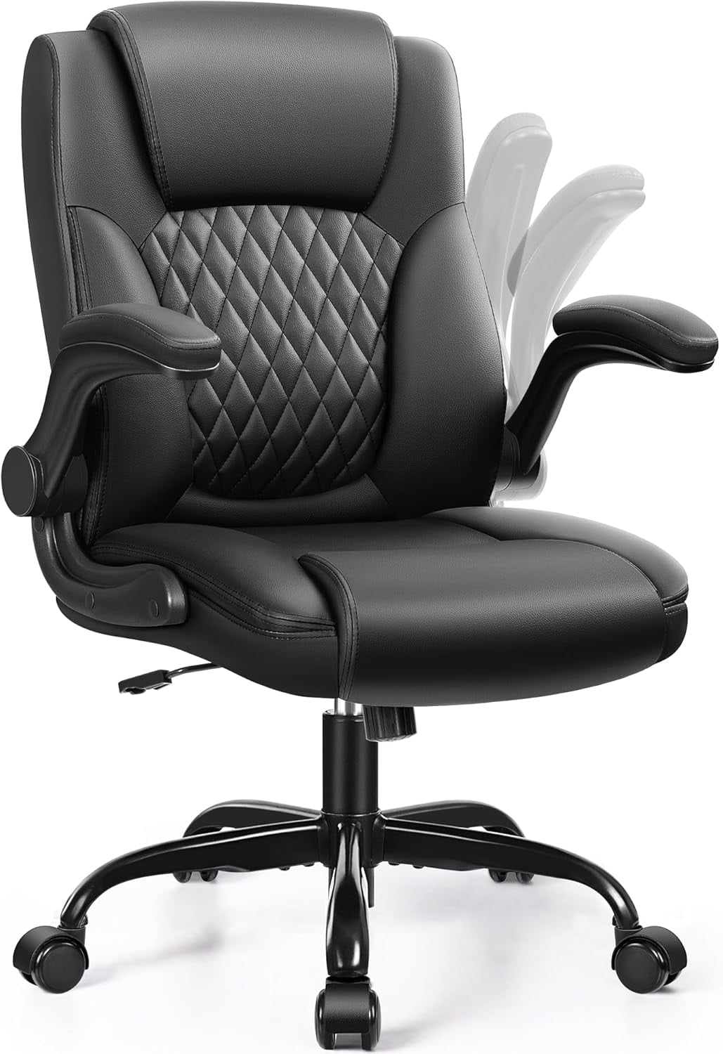 Leather Office Chair, PU Home Computer Desk Chairs with Ergonomic Back ...