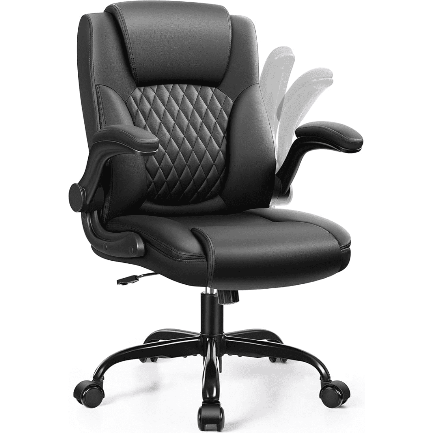 Leather Office Chair, PU Home Computer Desk Chairs with Ergonomic Back ...