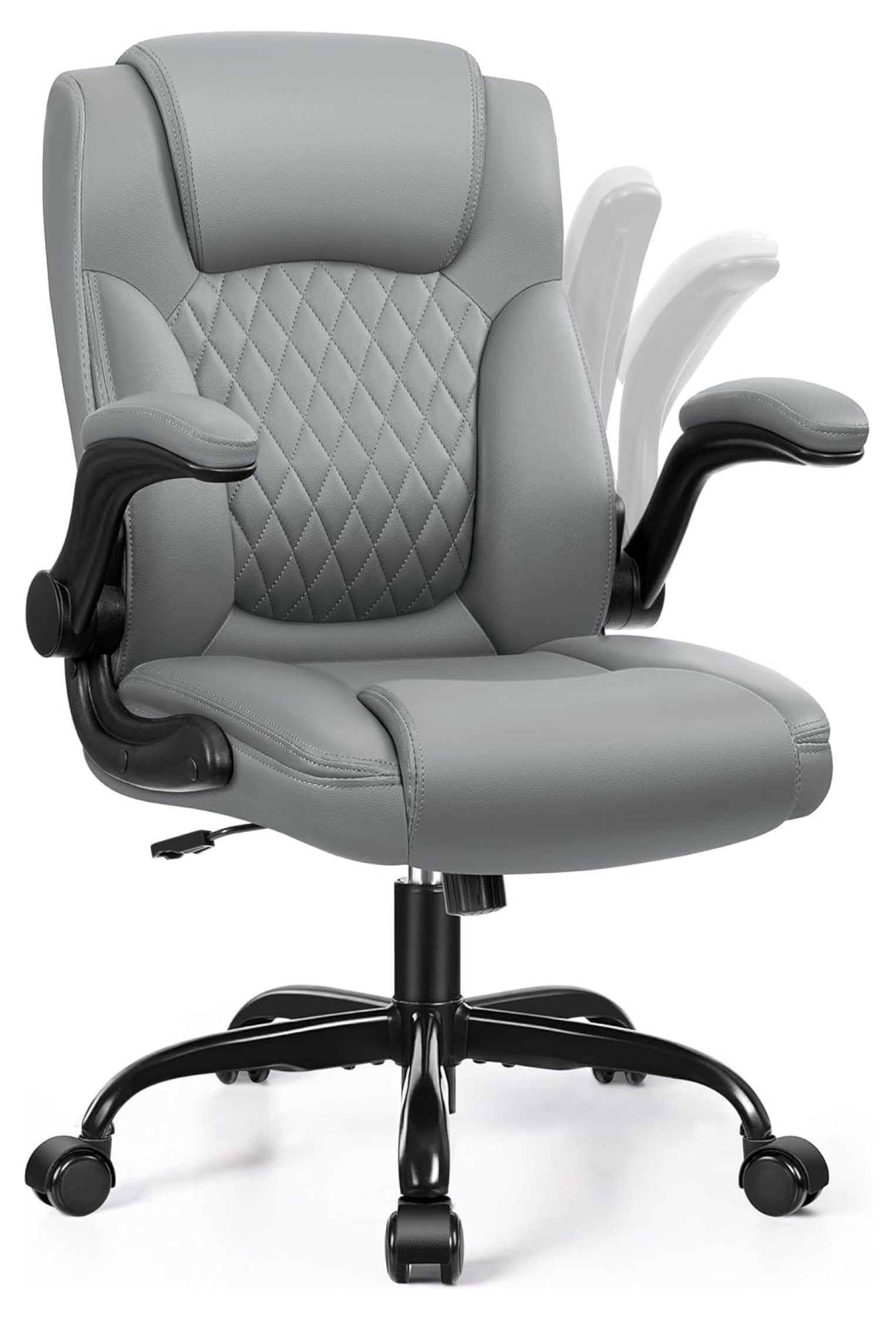Leather Office Chair, PU Home Computer Desk Chairs with Ergonomic Back ...