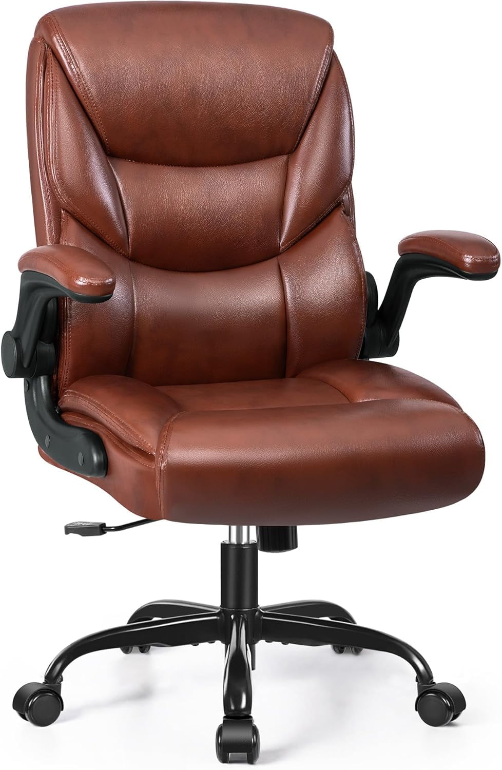 Leather Office Chair, Small PU Ergonomic Desk Chairs, Comfy Computer ...