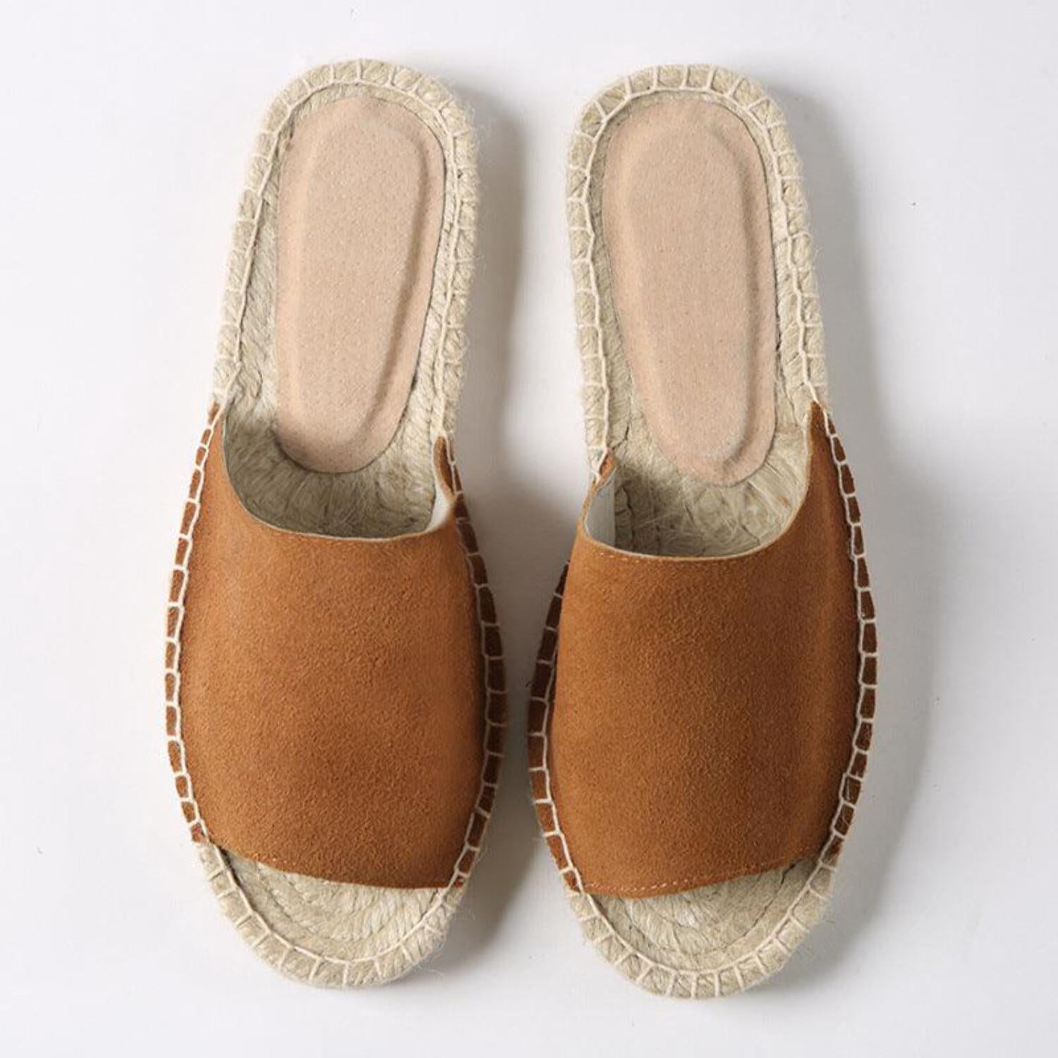 Leather One-Piece Stitch Fisherman'S Straw-Stitched Slippers - Walmart.com