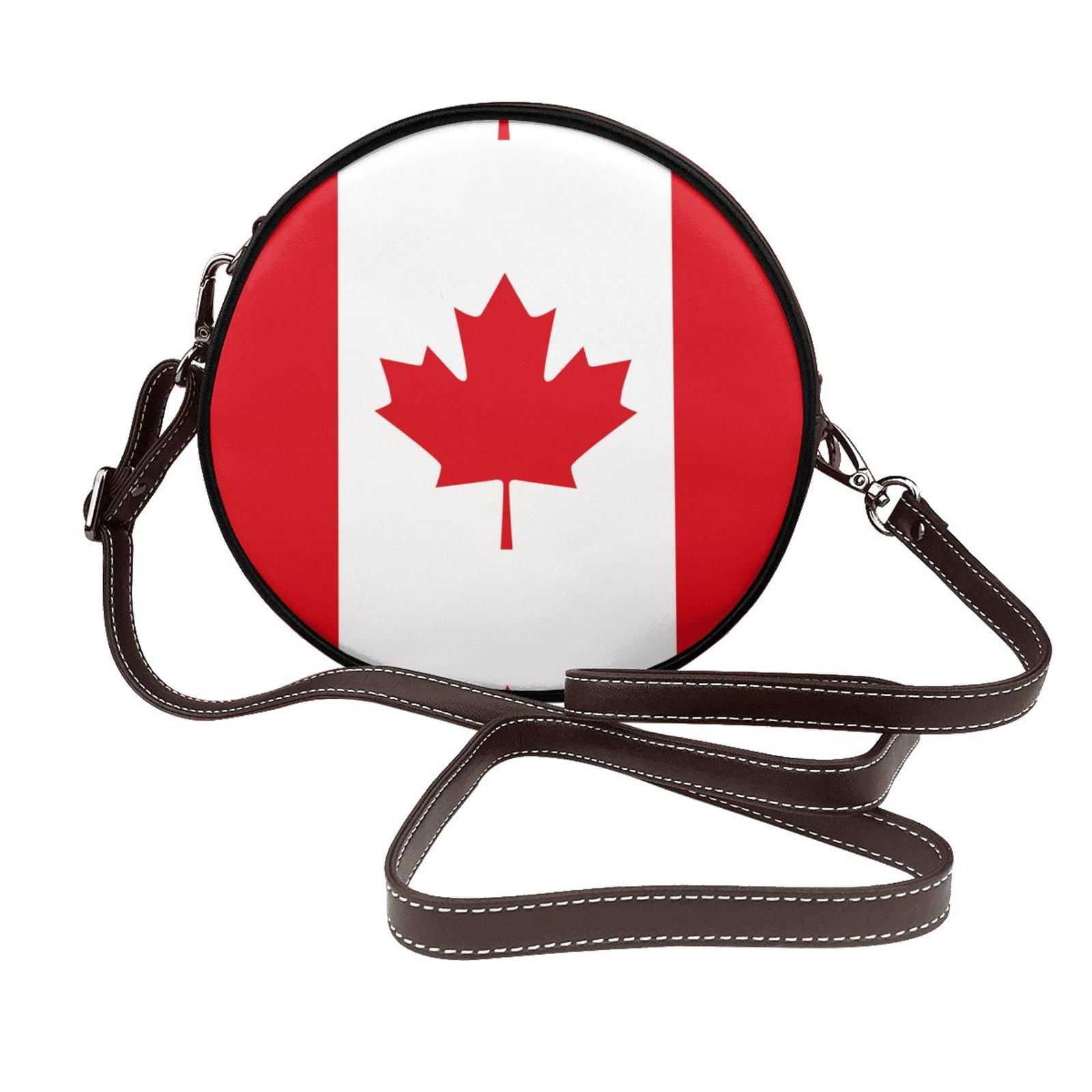 Leather One-Shoulder Round Bag 7.1×2.36in Waterproof Durable Detachable ...