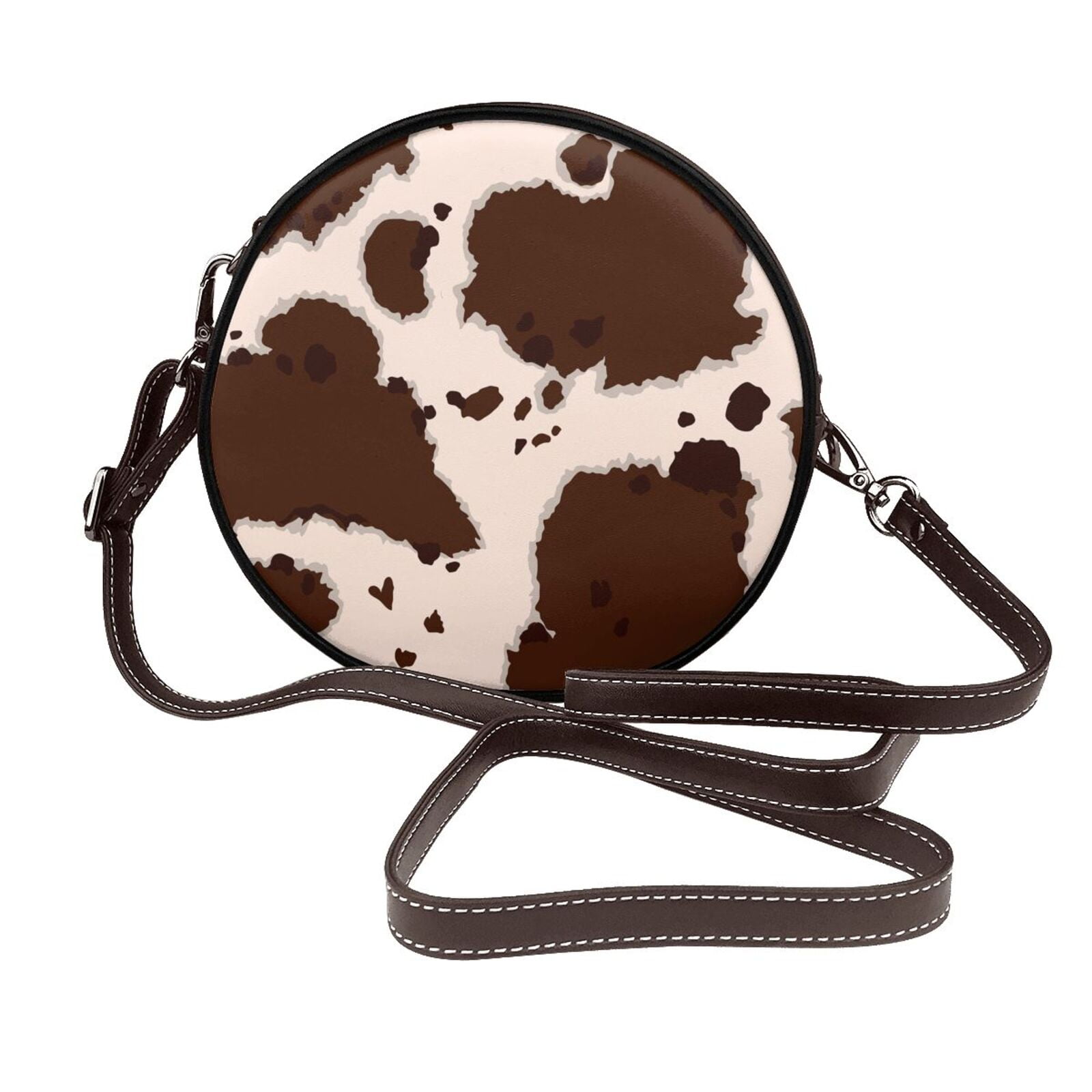 Leather One-Shoulder Round Bag 7.1×2.36in Waterproof Durable Detachable ...