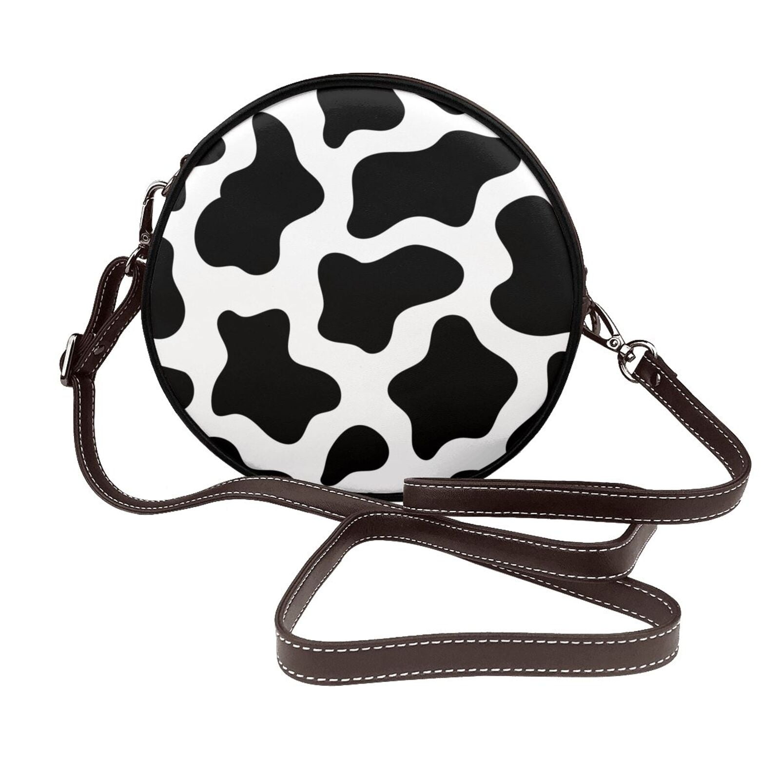 Leather One-Shoulder Round Bag 7.1×2.36in Waterproof Durable Detachable ...