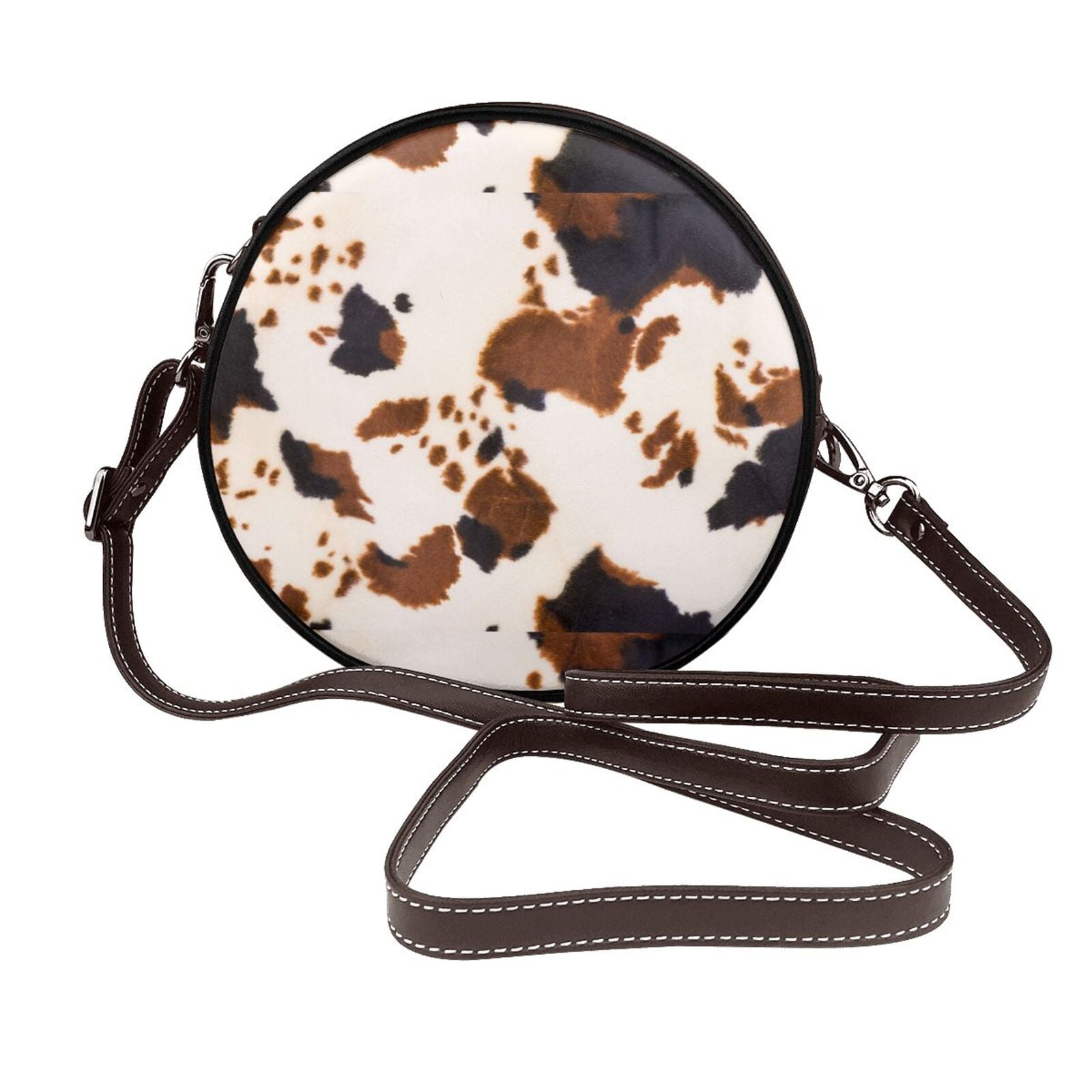 Leather One-Shoulder Round Bag 7.1×2.36in Waterproof Durable Detachable ...