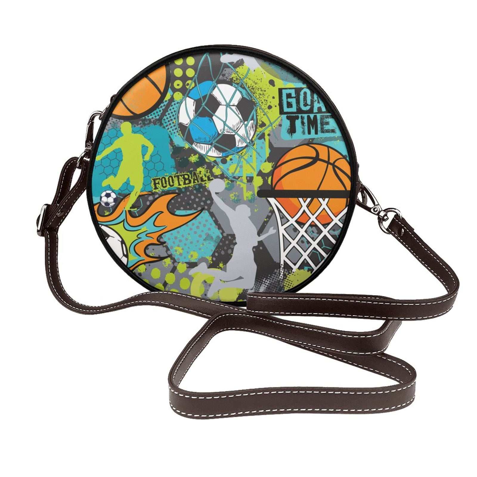 Leather One-Shoulder Round Bag 7.1×2.36in Waterproof Durable Detachable ...