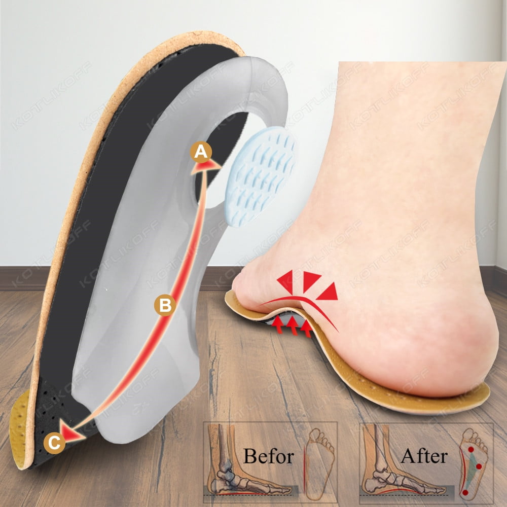 Leather Orthopedic Insoles Arch Support Insole Flat Feet Plantar ...