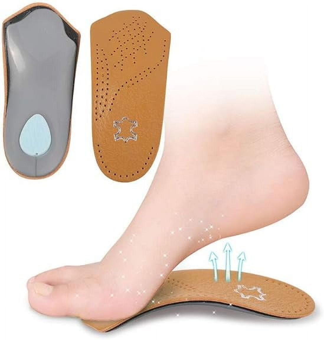 Leather Orthotic Inserts with Metatarsal Pad, 3/4 Arch Support Insoles ...