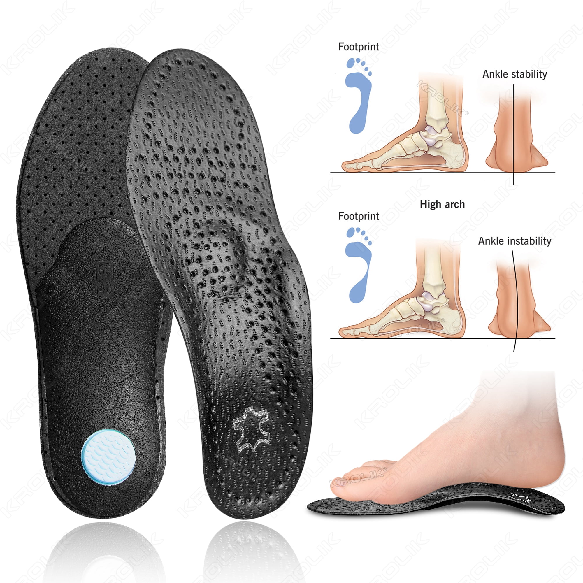 Leather Orthotic Insole For Flat Feet Arch Support Orthopedic Shoes ...