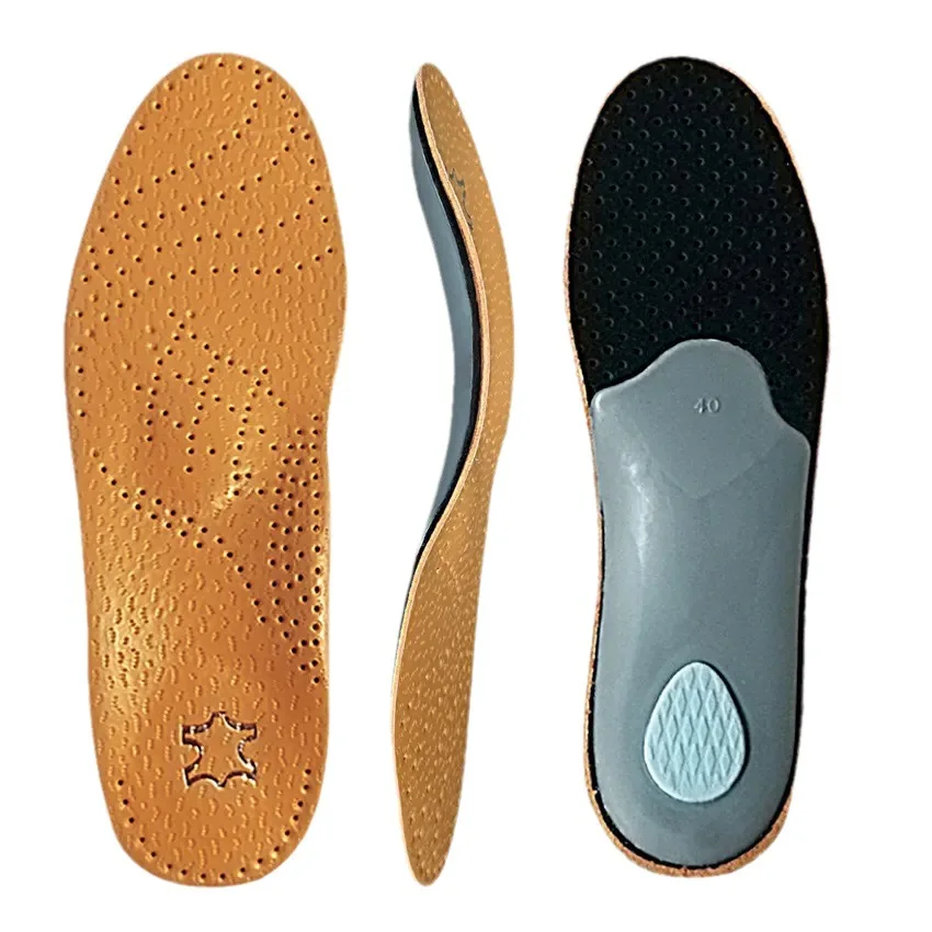 Leather Orthotic Insoles For Shoes Foot Correct Insole Flat Feet High ...