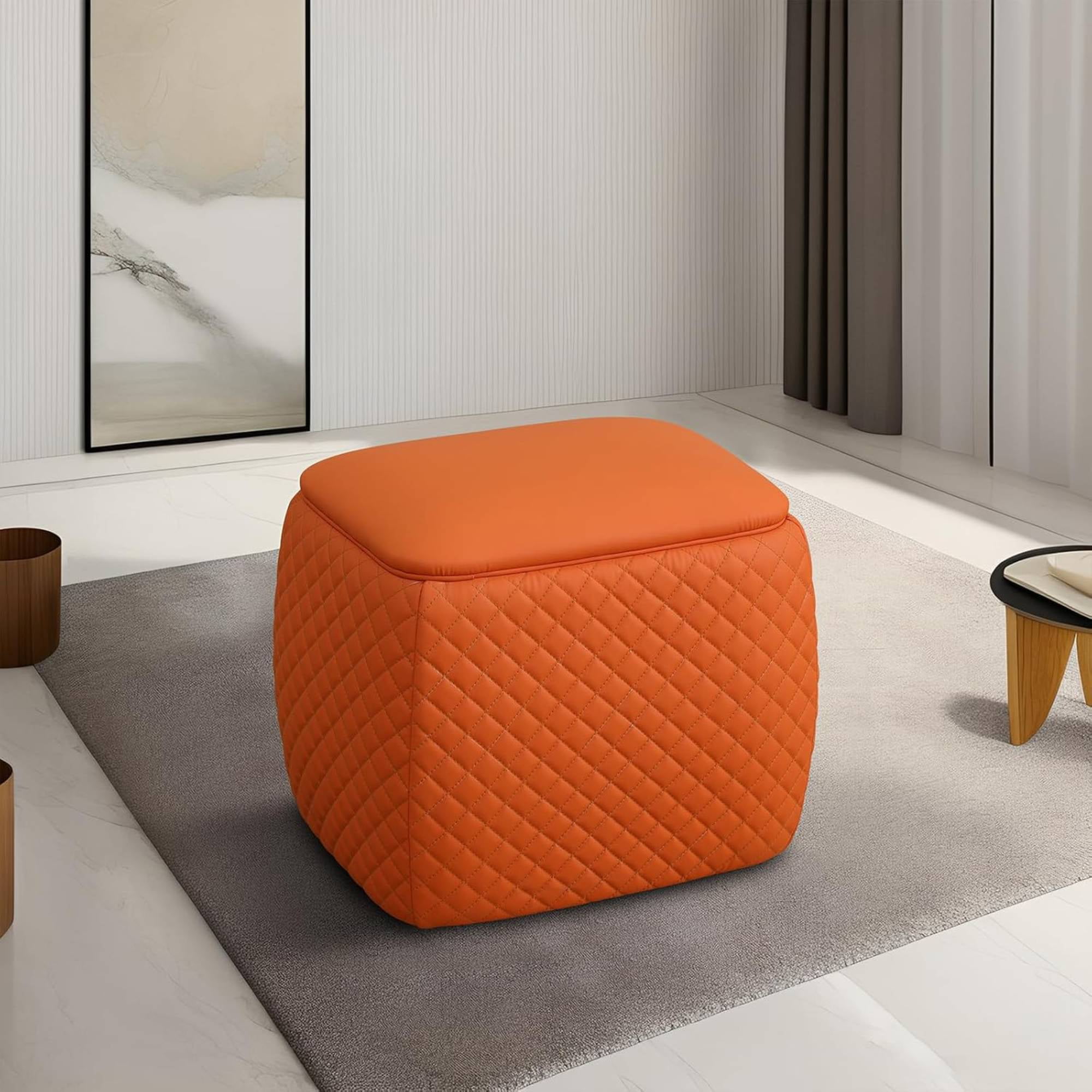 Leather Ottoman Foot Rest Bench Square Foot Stools Living Room Storage ...