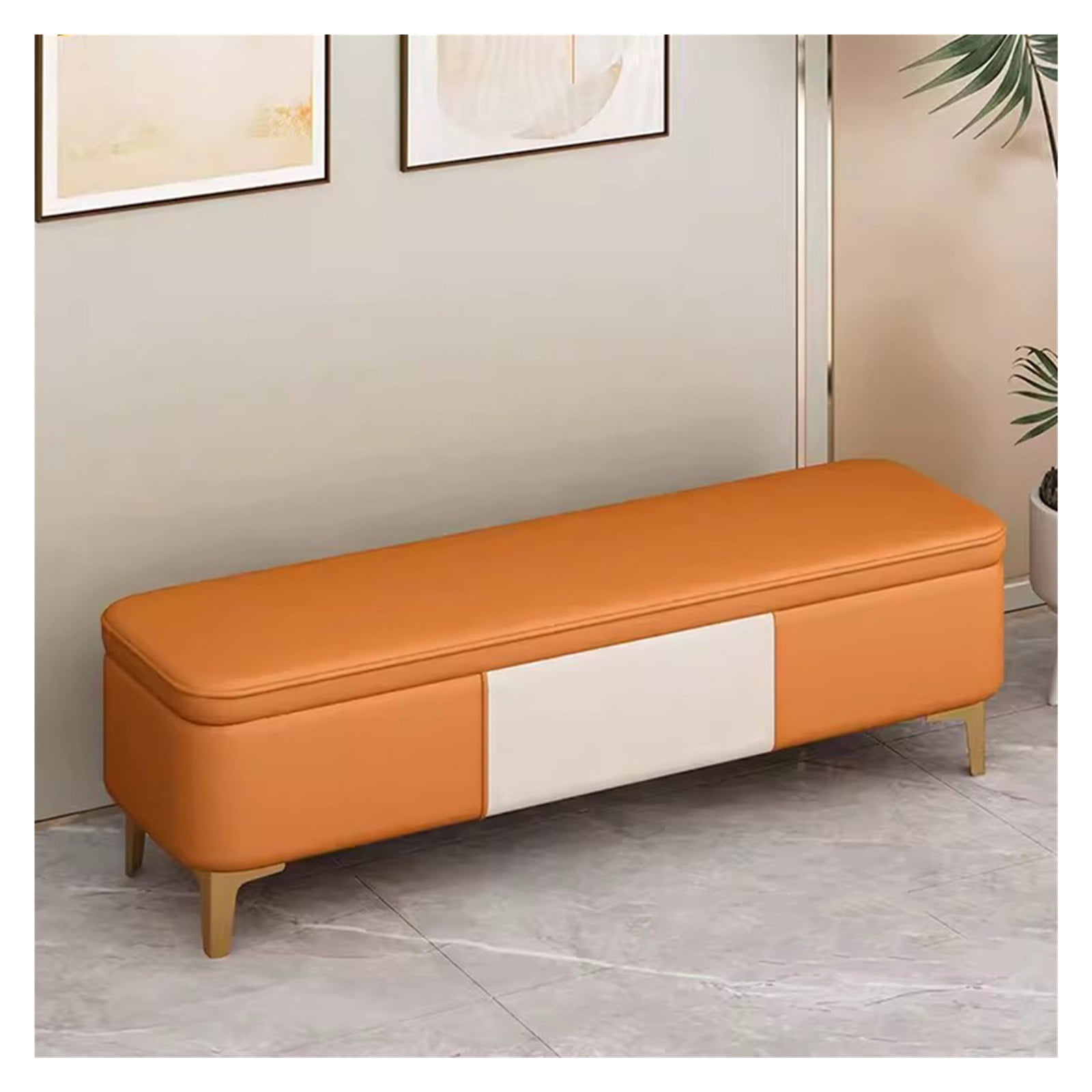 Leather Ottoman Storage Bench,Rectangular Extra Long Storage Bench for ...
