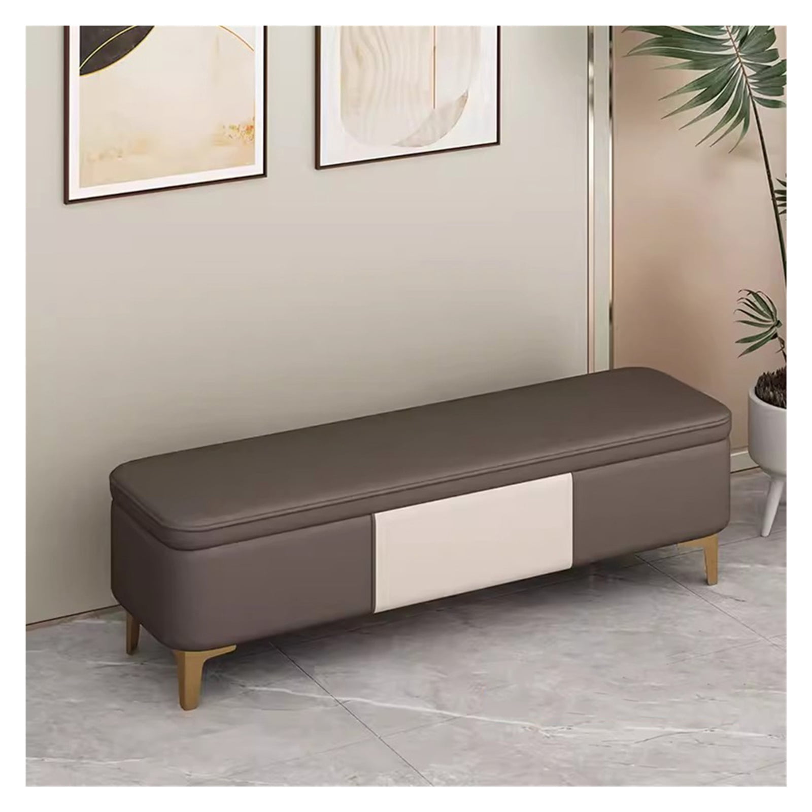 Leather Ottoman Storage Bench,Rectangular Extra Long Storage Bench for ...