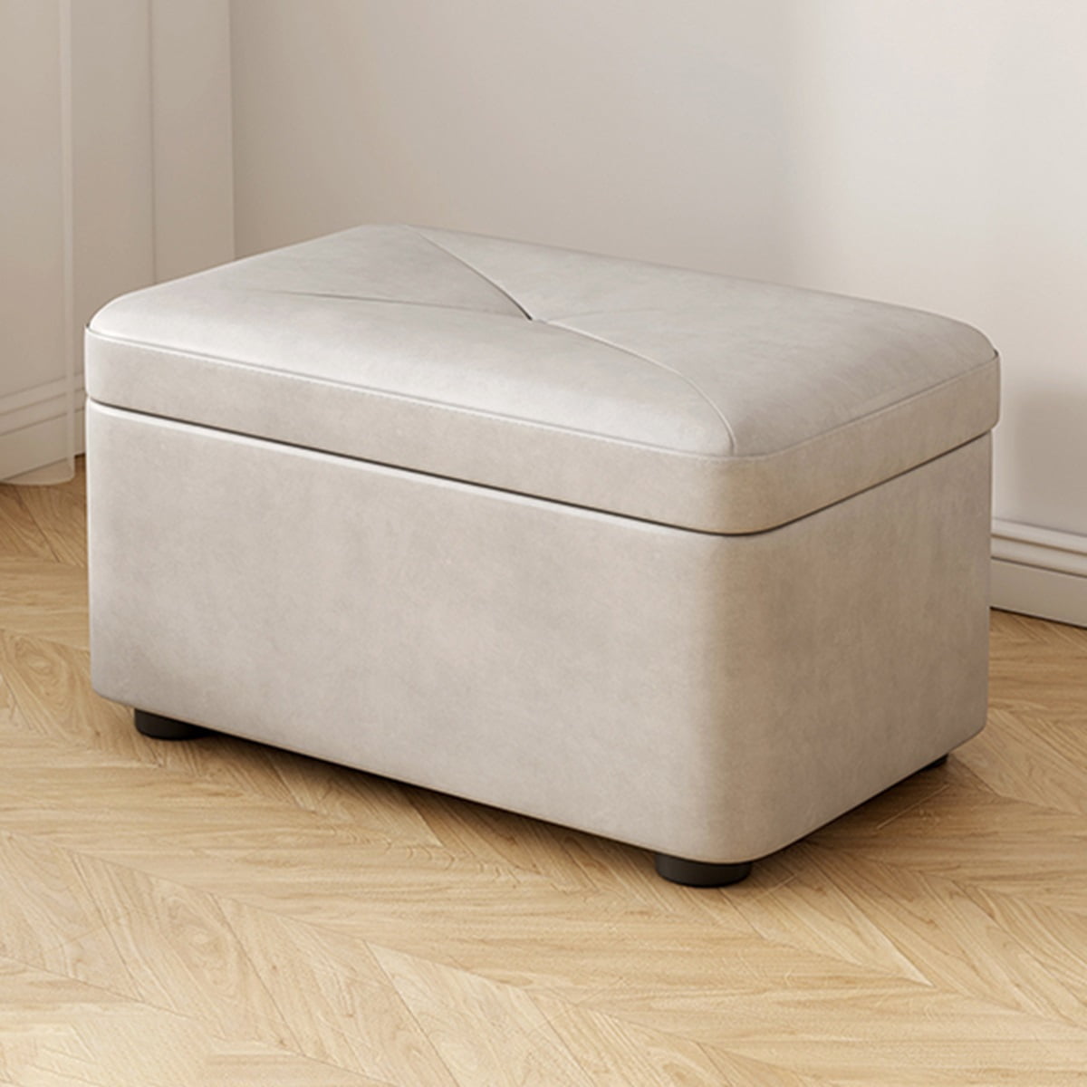 Leather Ottoman With Storage, Small Rectangle Footstool Ottoman ...