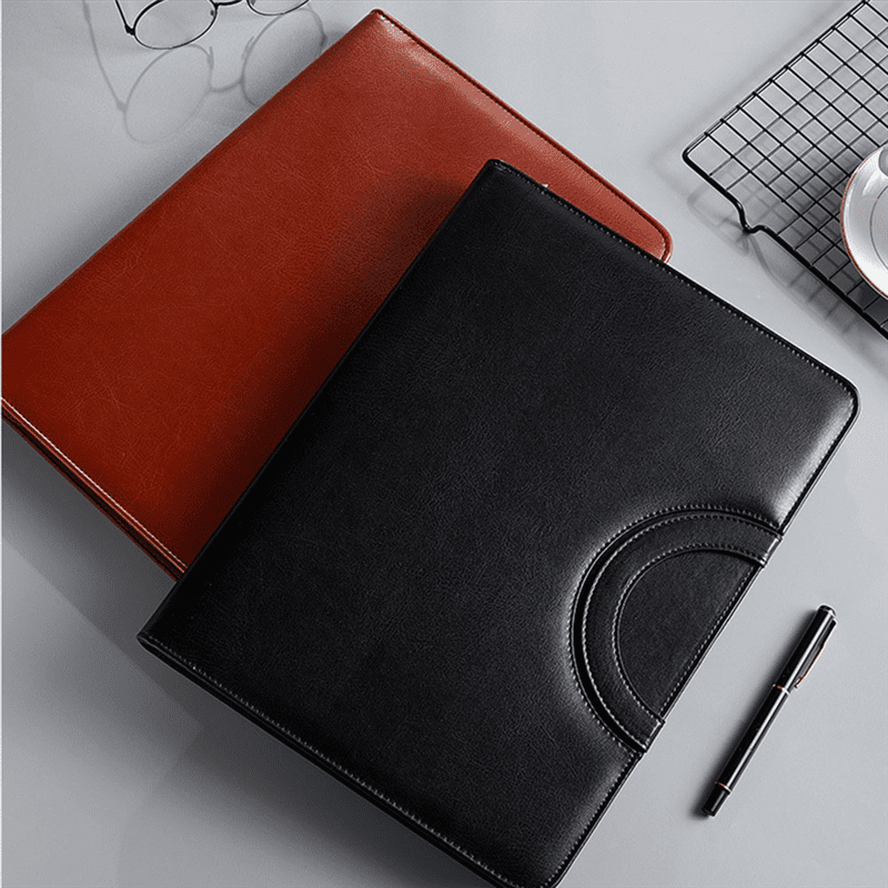 Leather Portfolio Folder with Zipper for Women/Men, Business Padfolio ...