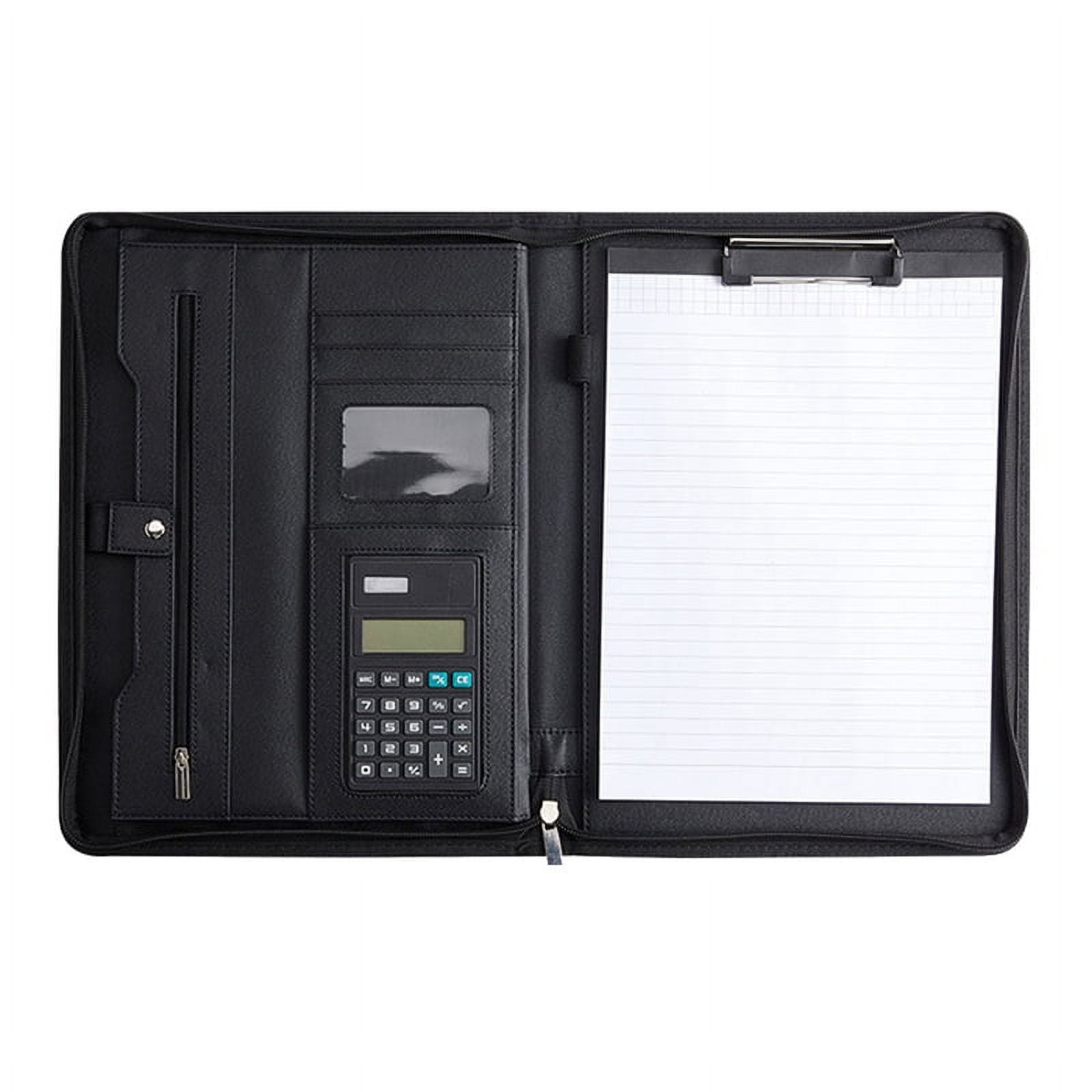 Leather Portfolio Folder with Zipper for Women/Men, Business Padfolio ...
