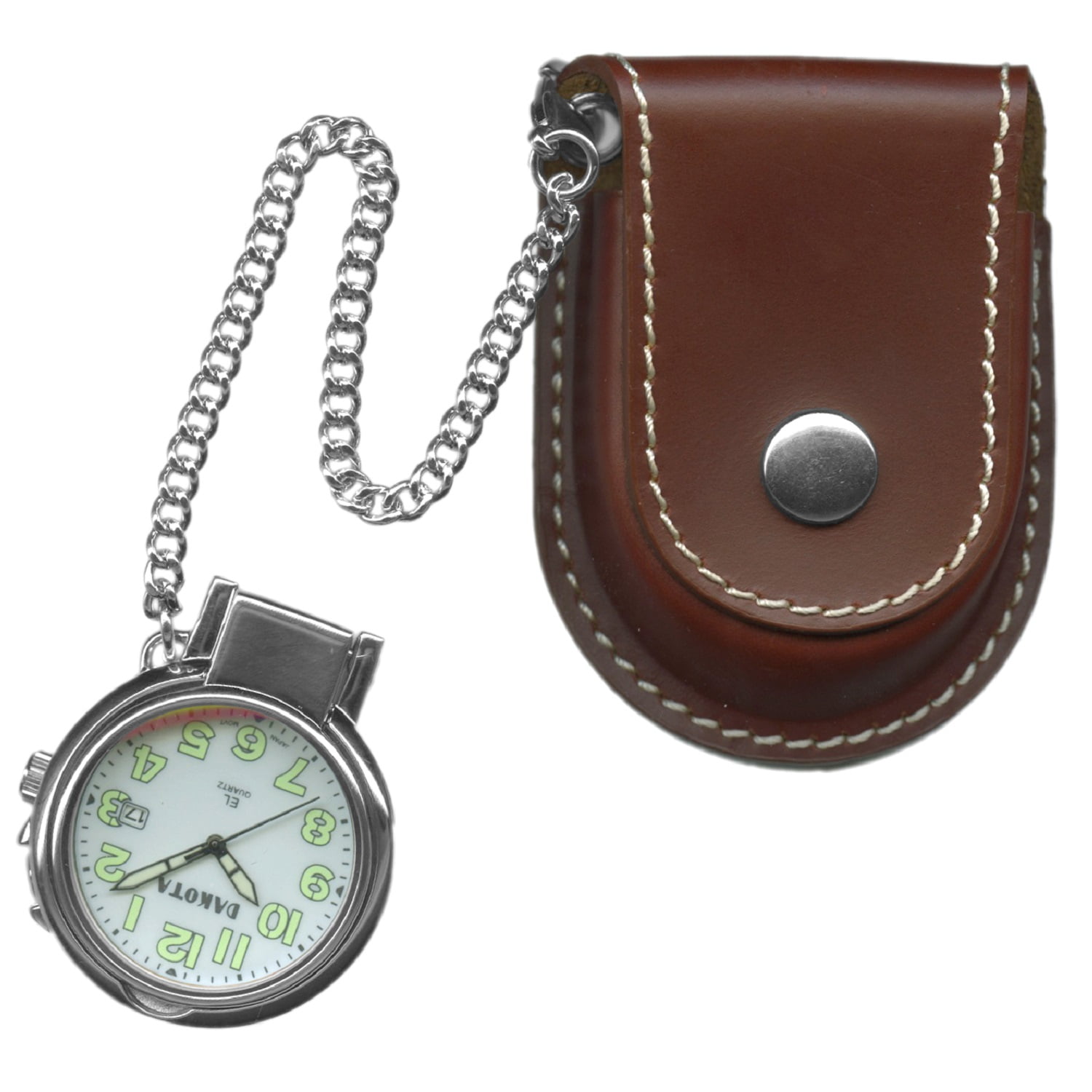 Leather Pouch Pocket Watch w/ Magnifying Lens - Walmart.com