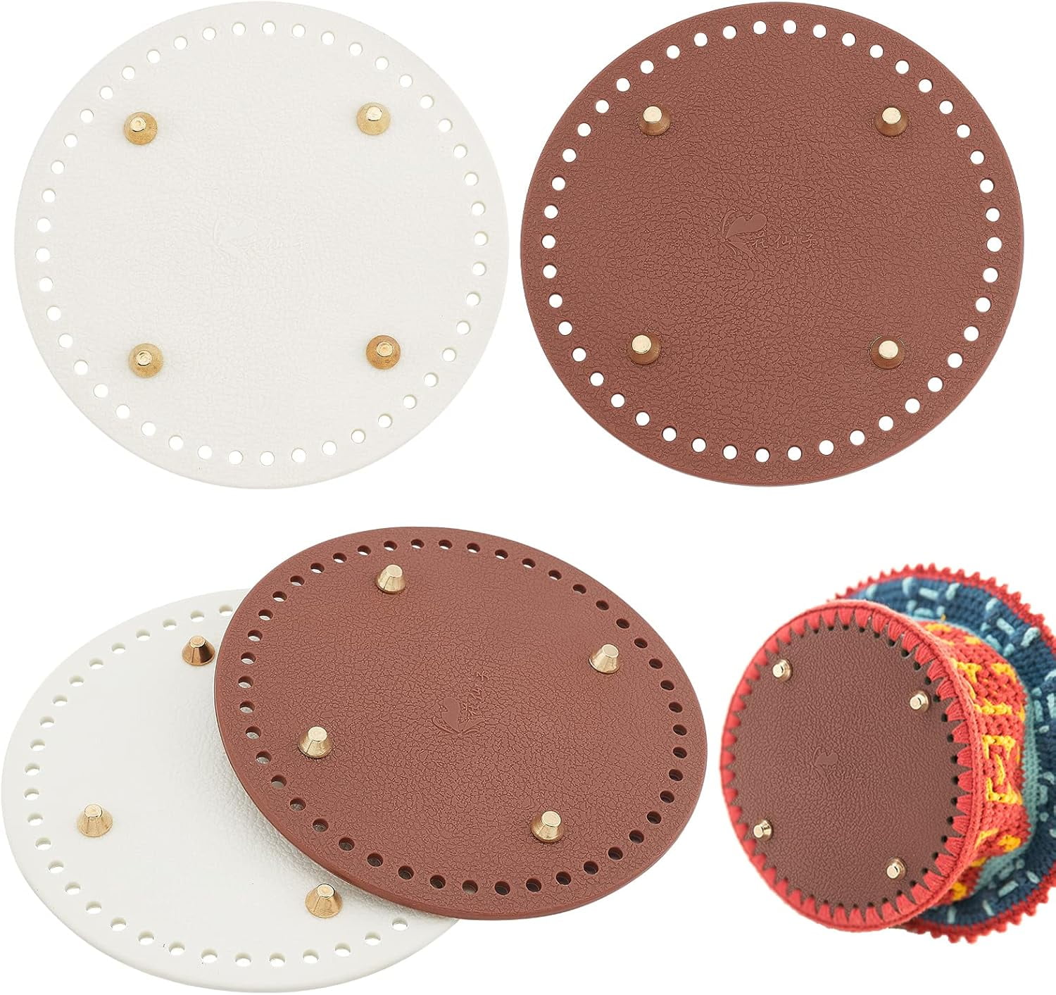 Leather Purse Bottom for Crochet 2 Colors Bag Bottoms 5.9 Inch Flat ...