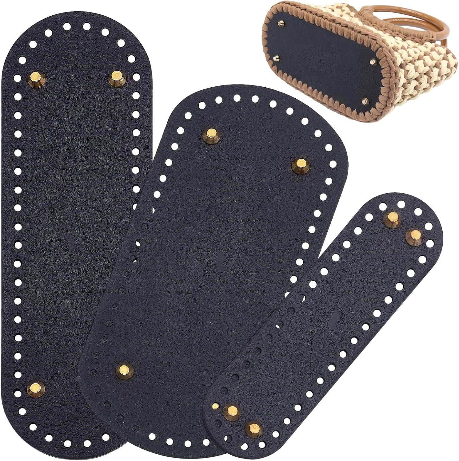 Leather Purse Bottom for Crochet 3 Sizes Black Bag Bottoms Oval ...