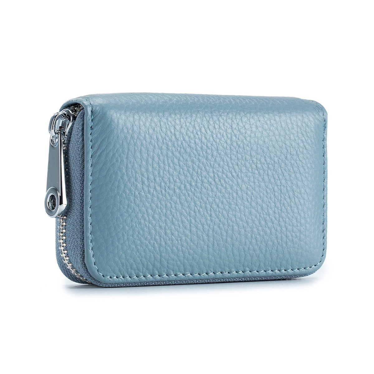 Leather RFID Wallet with Zippered Compartment for Secure Credit Cards ...