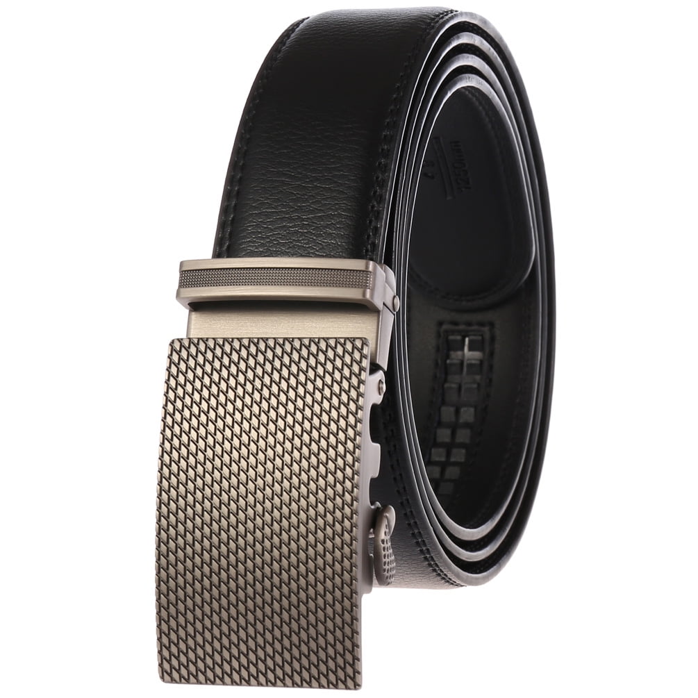 Leather Ratchet Slide Belt with Click Buckle - Adjustable Trim to Fit ...