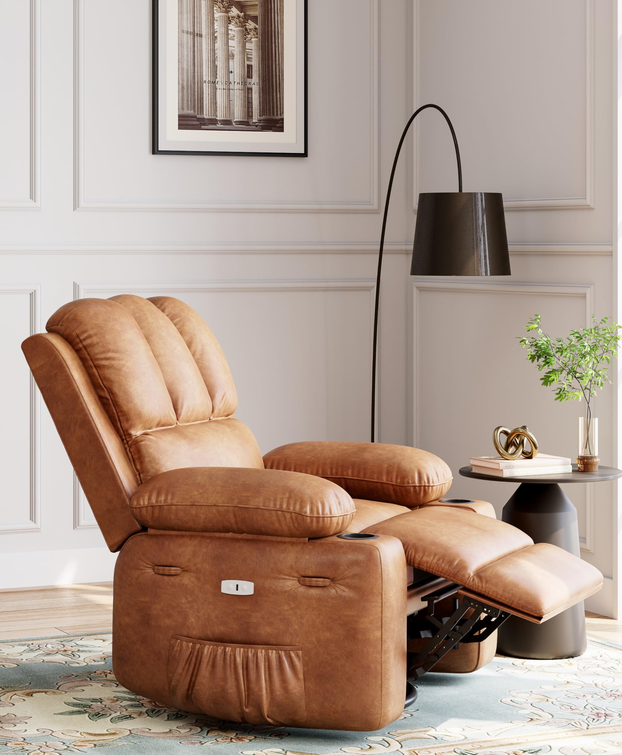 Leather Recliner Chair, Manual Recliner Chair with Arms and Back ...