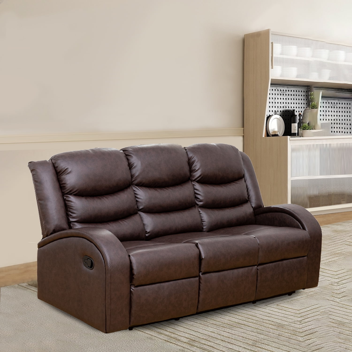 Leather Recliner Sofa Set, Living Room Furniture Set, Leather Reclining ...