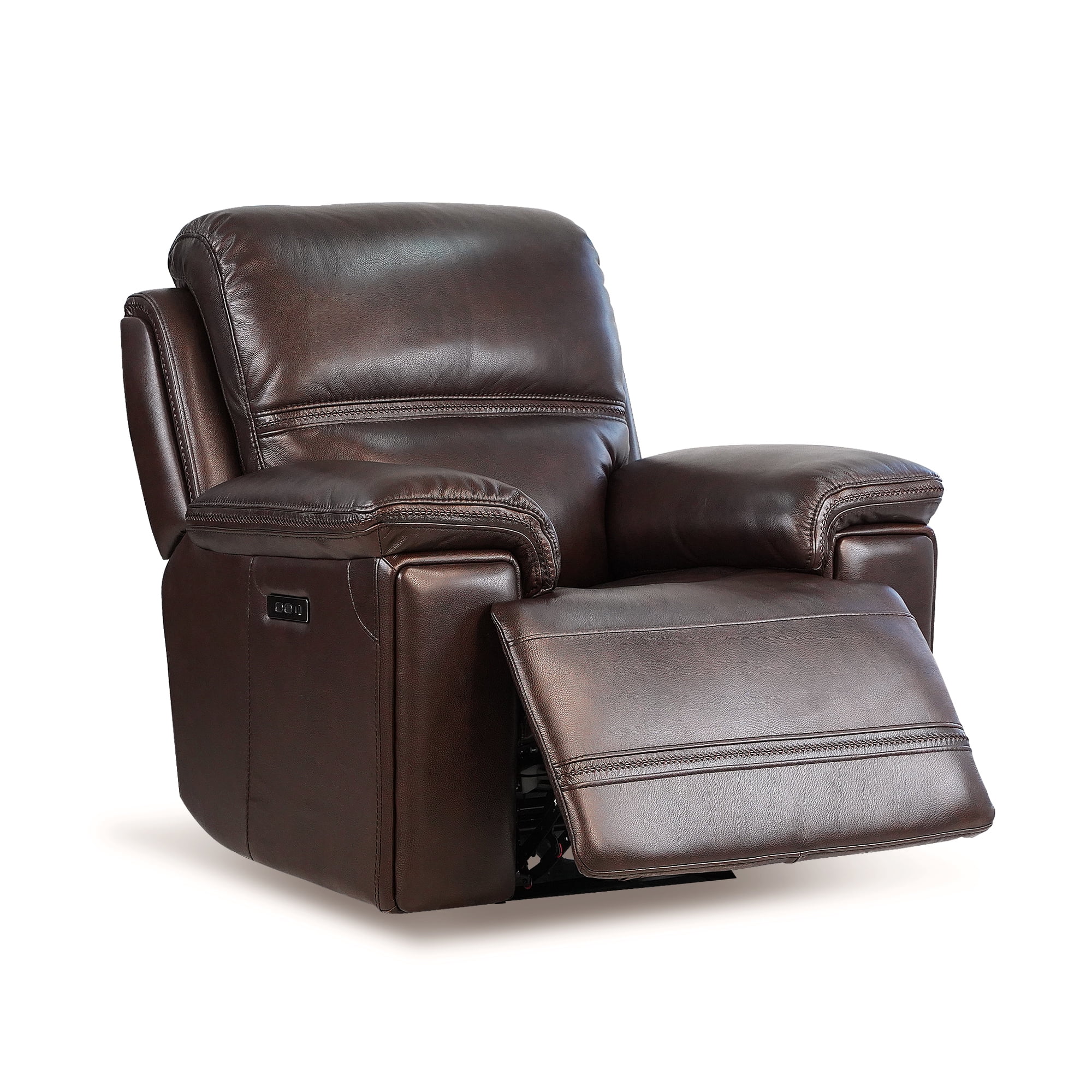 Leather Reclining Single Sofa Chair with Power Headrest, Upholstered ...