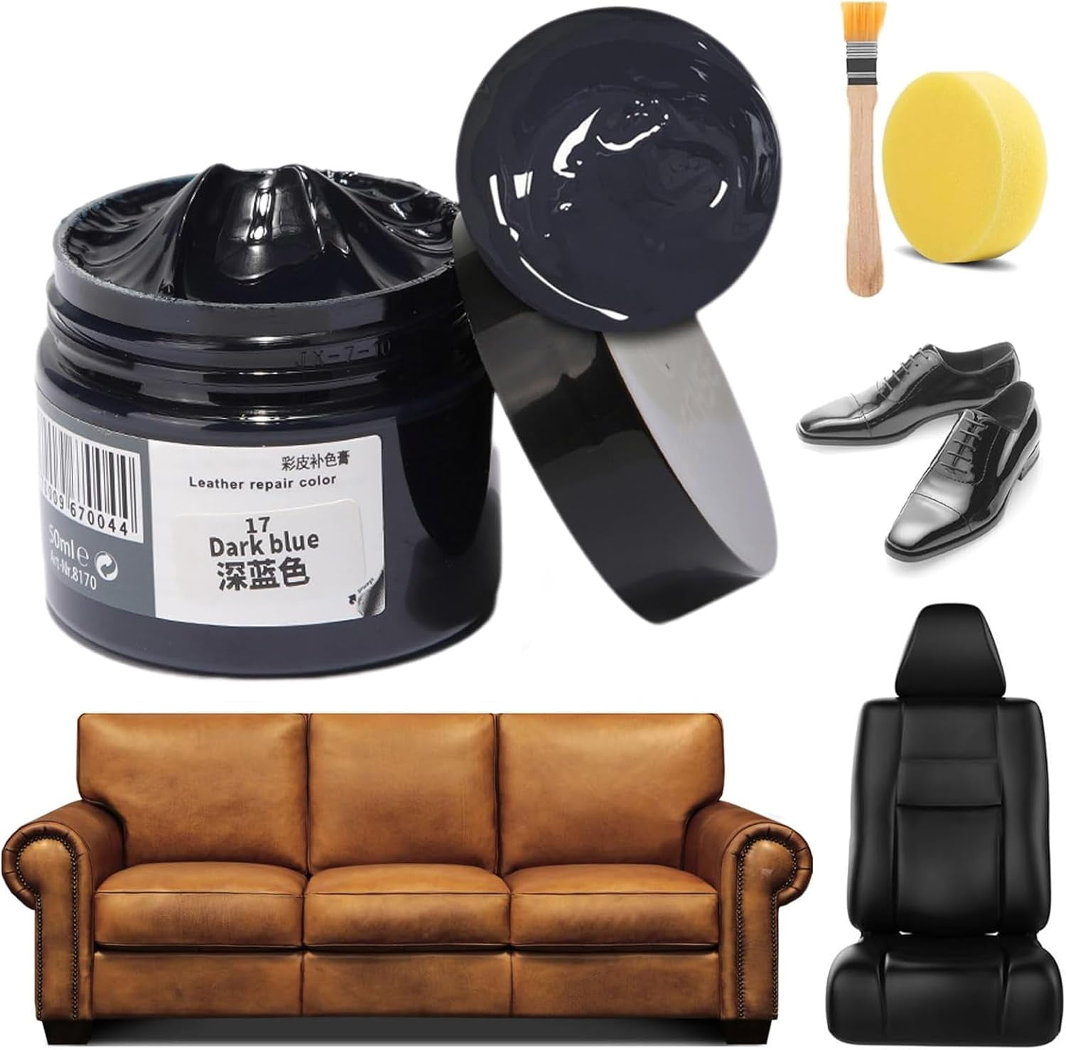 Leather Recoloring Balm and Repair Cream Kit - Leather Restorer for Car ...