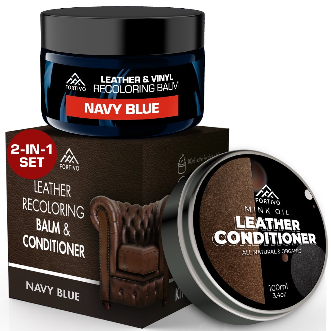 Leather Recoloring Balm with Mink Oil, Navy Blue Leather Paint ...