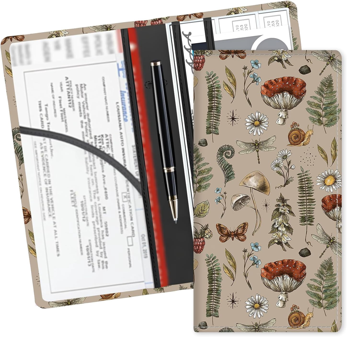 Leather Registration and Card Holder, Cute Accessories Glove Box ...