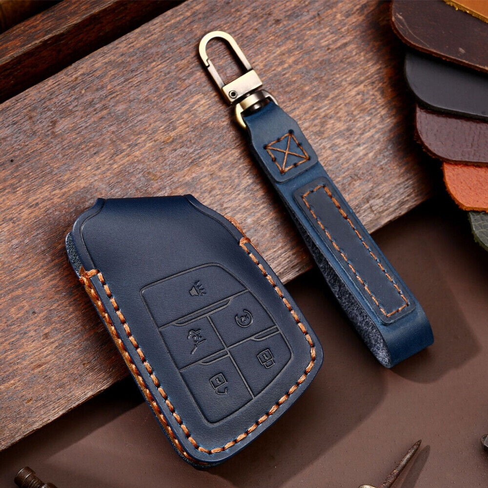 Leather Remote Car Key Cover Case Fob Holder Shell for GMC Yukon Chevy ...