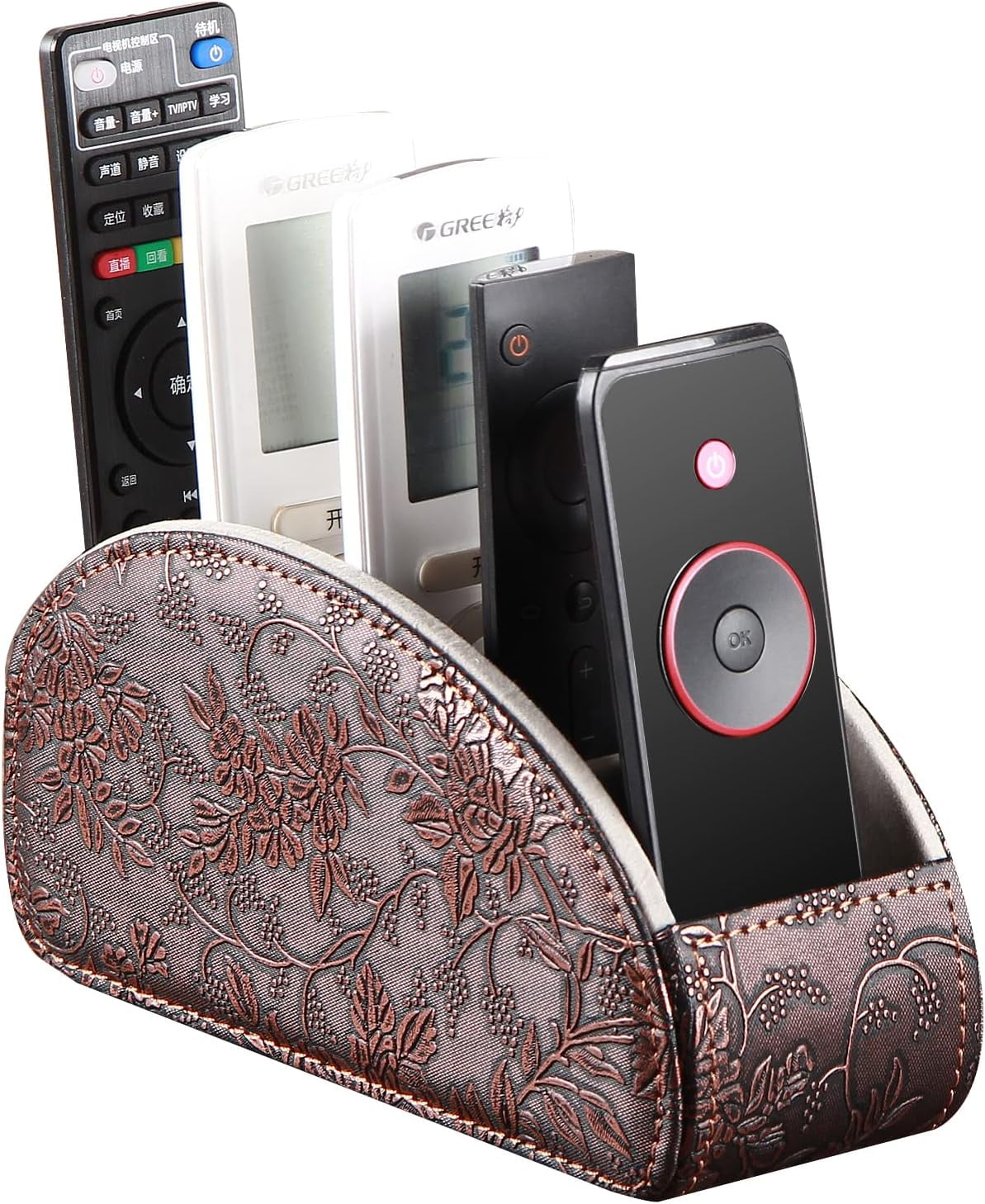 Leather Remote Control Holder,Universal TV Remote Organizer with 5 ...