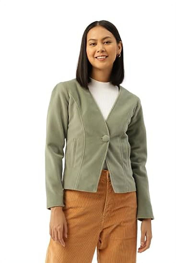 Leather Retail Single Button Winter Wear Velvet Jacket For Women ...