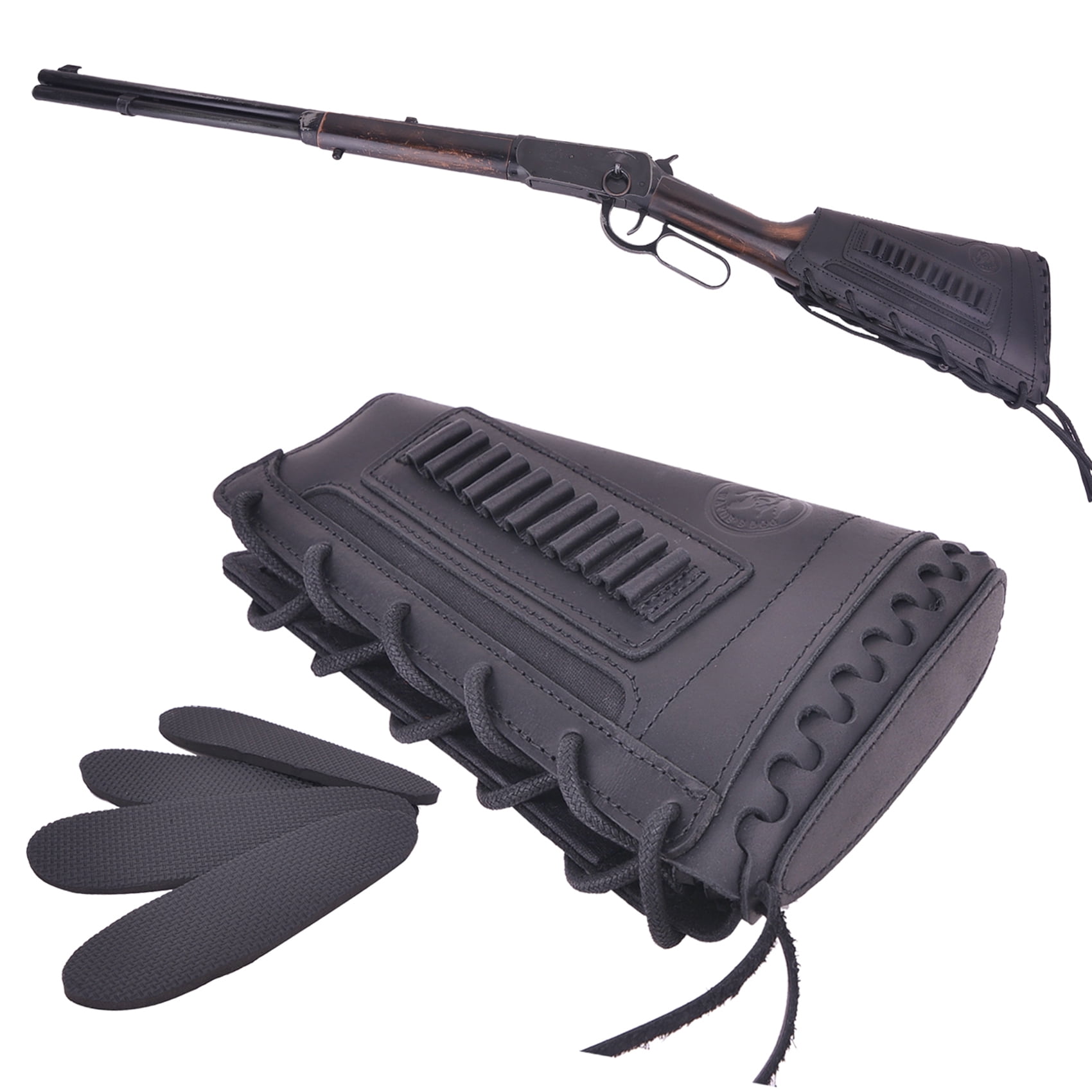 Leather Rifle Buttstock Cover Sleeve with Rifle Ammo Holder .22LR ...