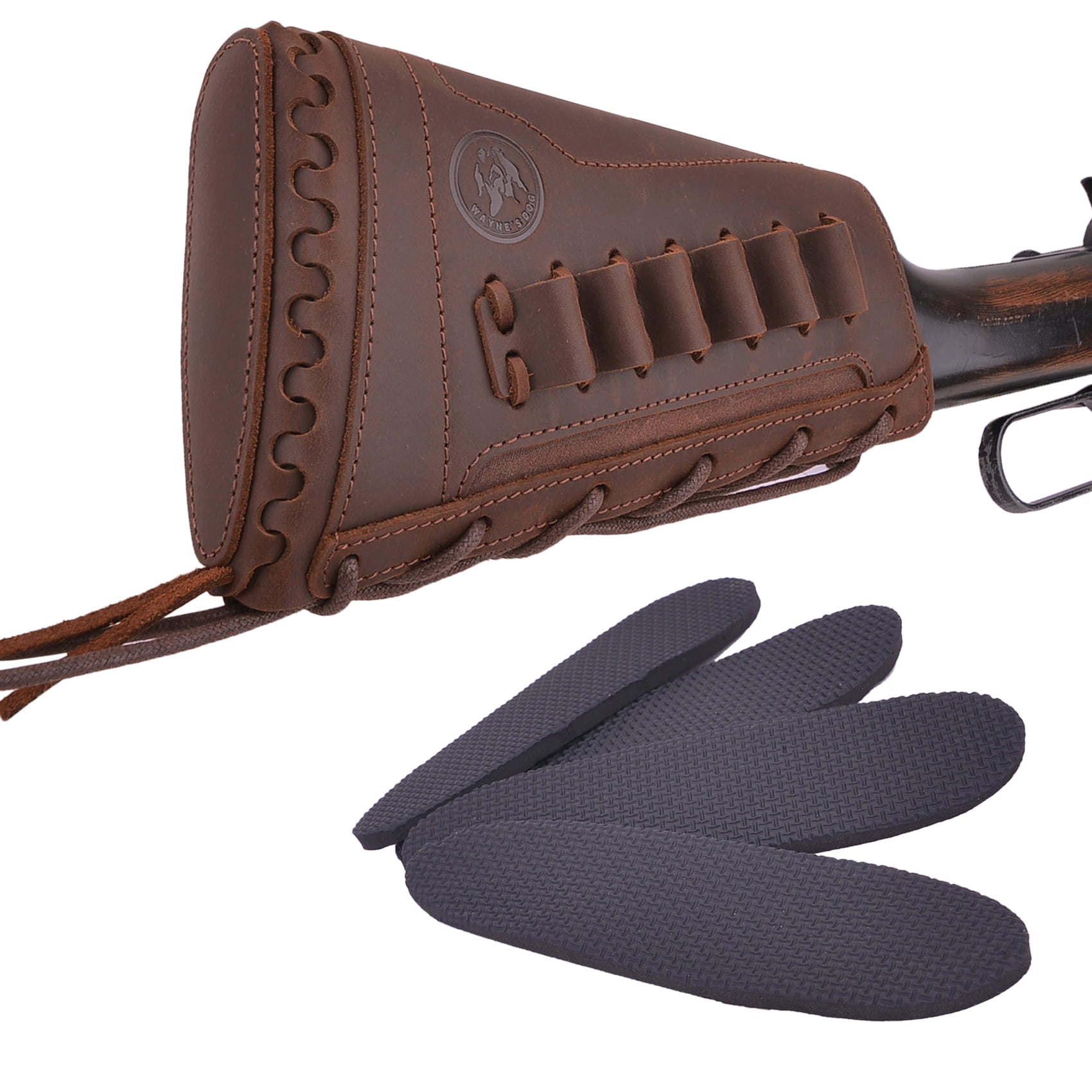 Leather Rifle Buttstock Cover Sleeve with Rifle Ammo Holder .308 .45/70 ...