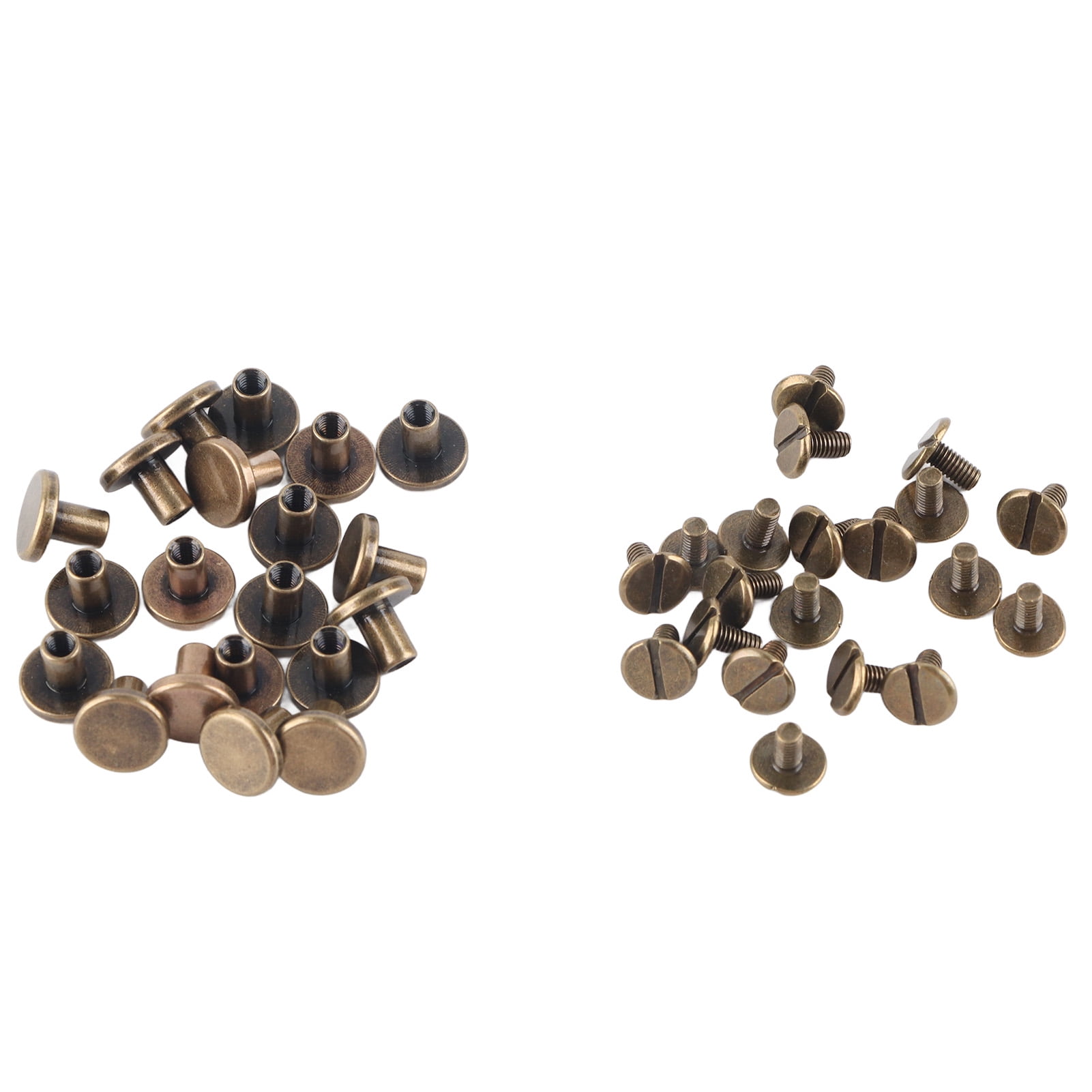 Leather Rivets - 20pcs Flat Head Copper Brass Thread Screws Nuts Nails ...
