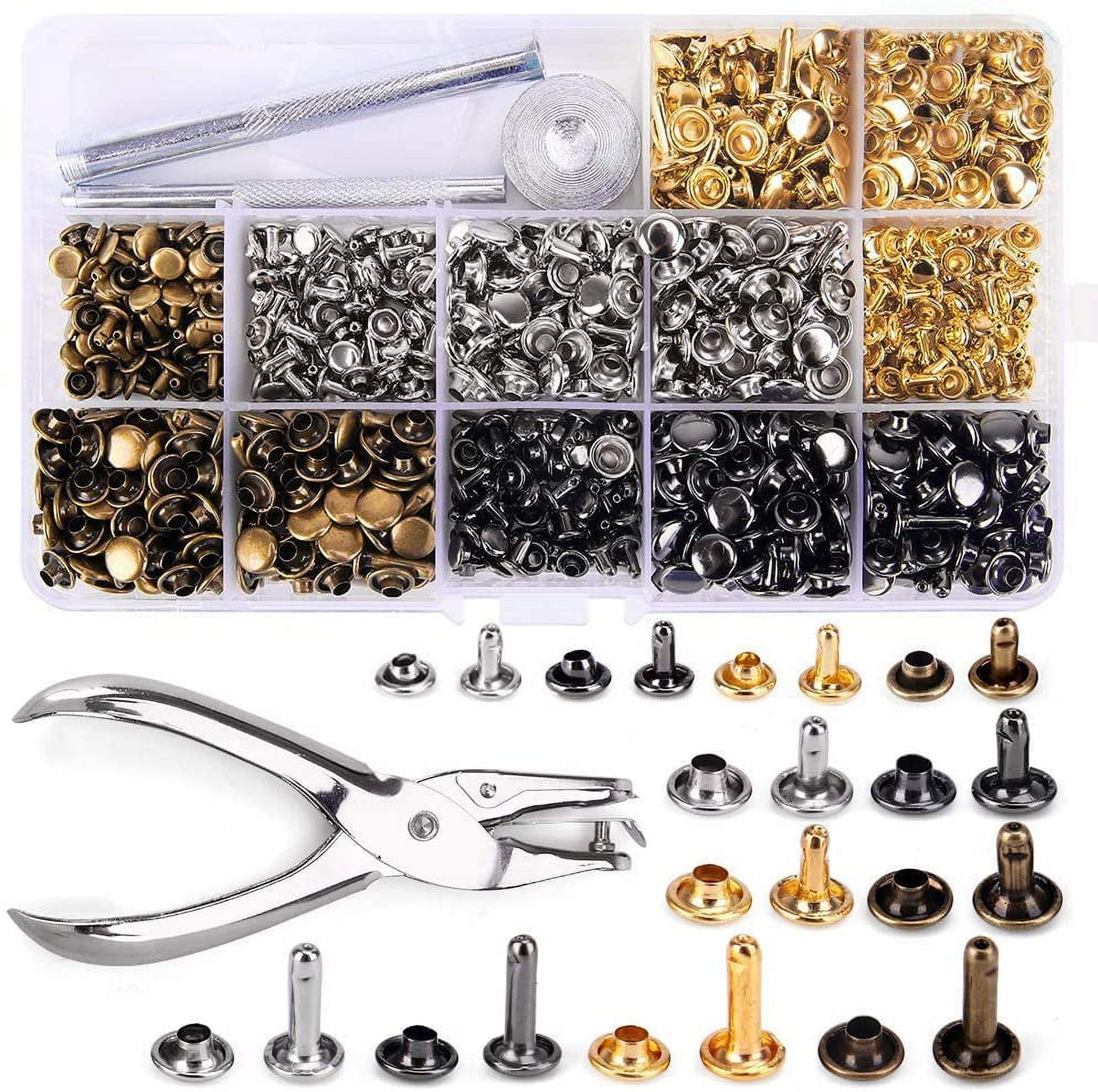 Leather Rivets Set 3 Sizes Double Rivet Tubular Metal Studs With 3 ...