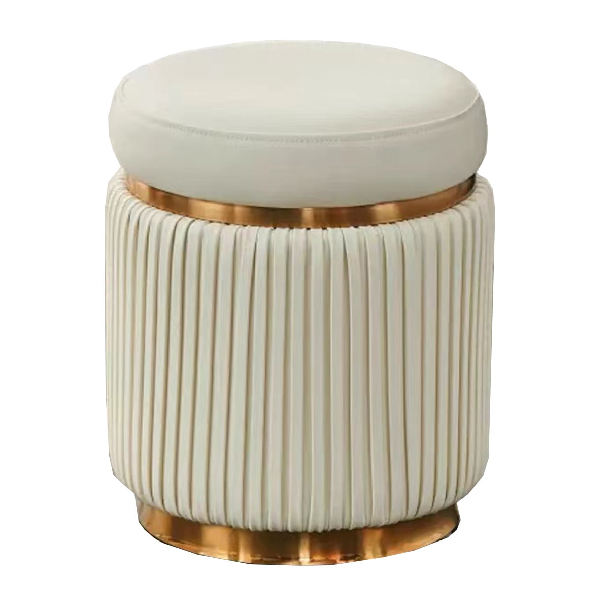 Modern Round Pouf Ottoman Footstool Leather Foot Rest For Living Room ...