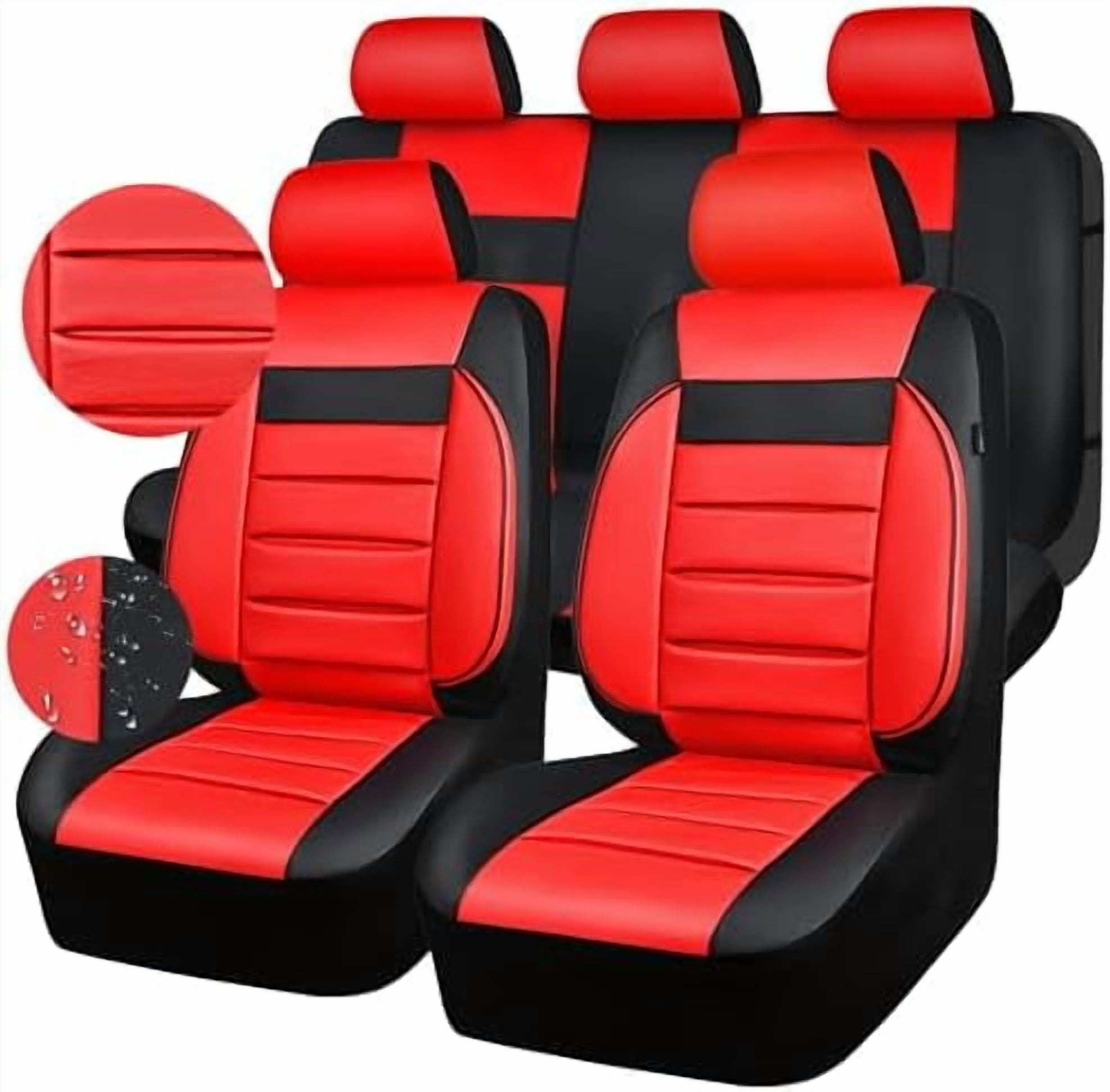 Leather Seat Covers Full Set Universal Water Resistant 3D Foam Back ...