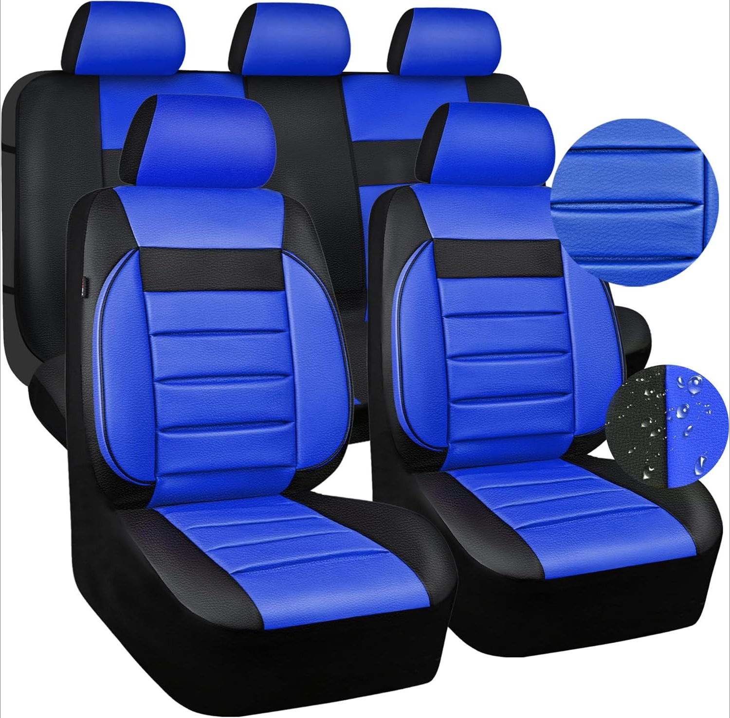Leather Seat Covers Full Set Universal Water Resistant 3D Foam Back ...