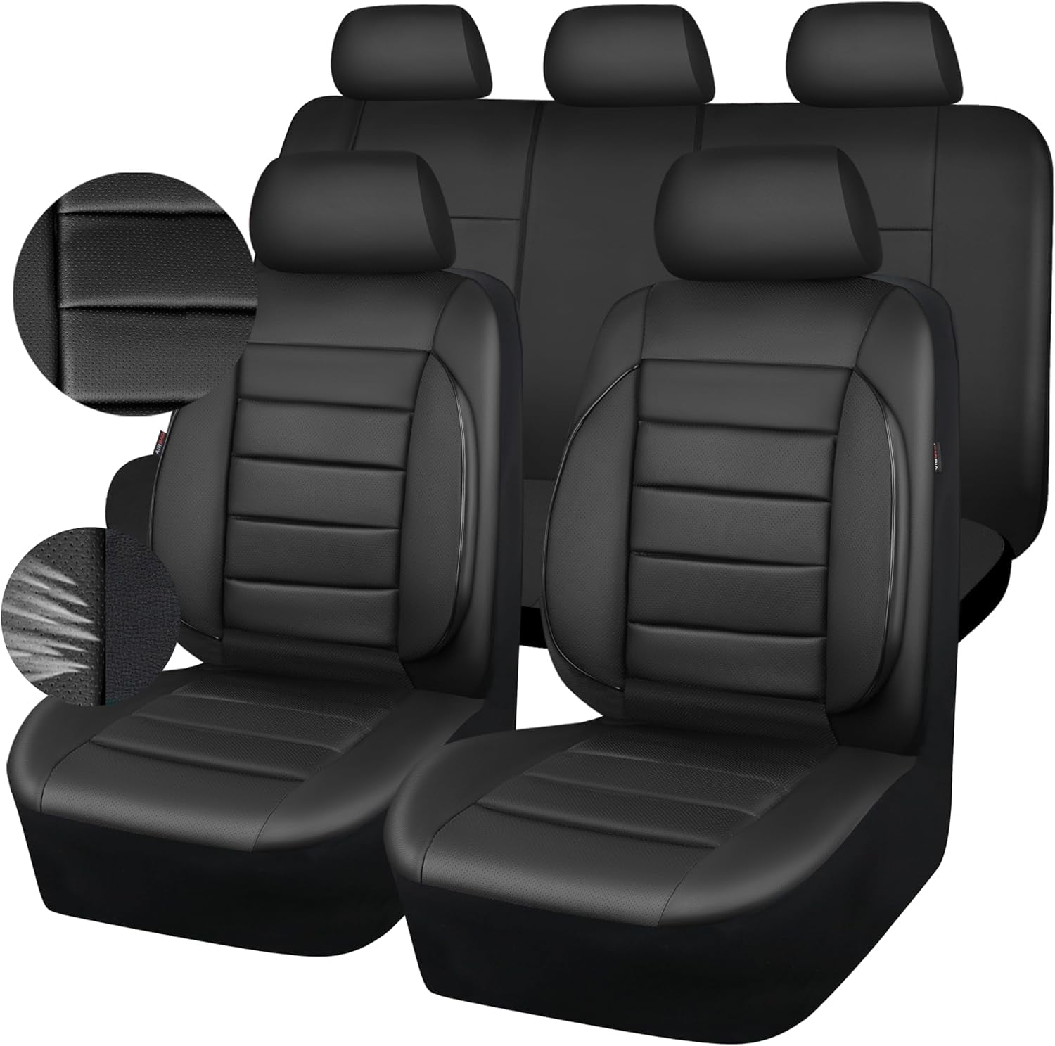 Leather Seat Covers Full Set Universal Water Resistant 3D Foam Back ...