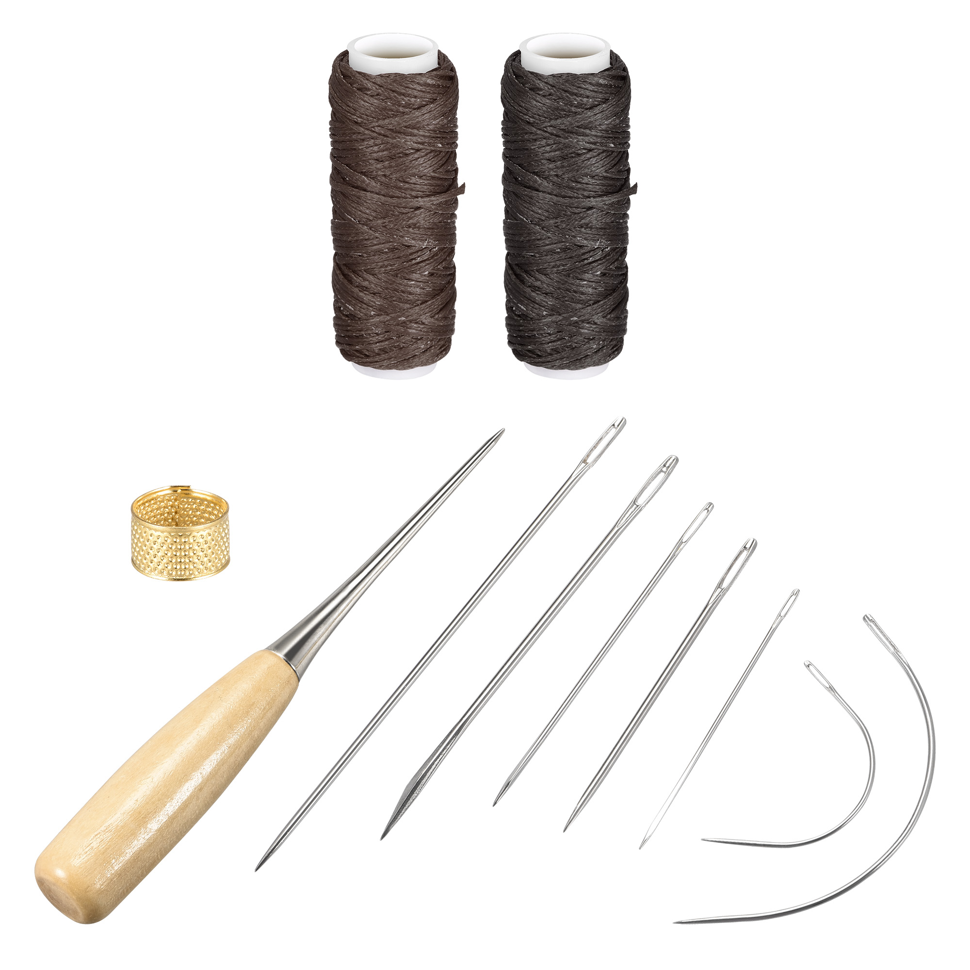 Leather Sewing Threads Hand Stitching Tools Kit Include 2 Colors Waxed ...