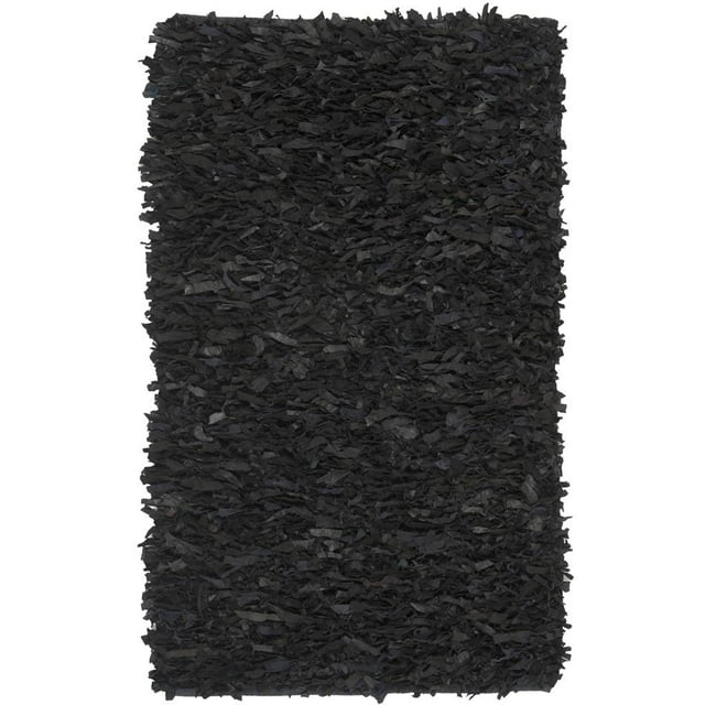 Leather Shag Rug in Black (6 ft. L x 4 ft. W) - Walmart.com