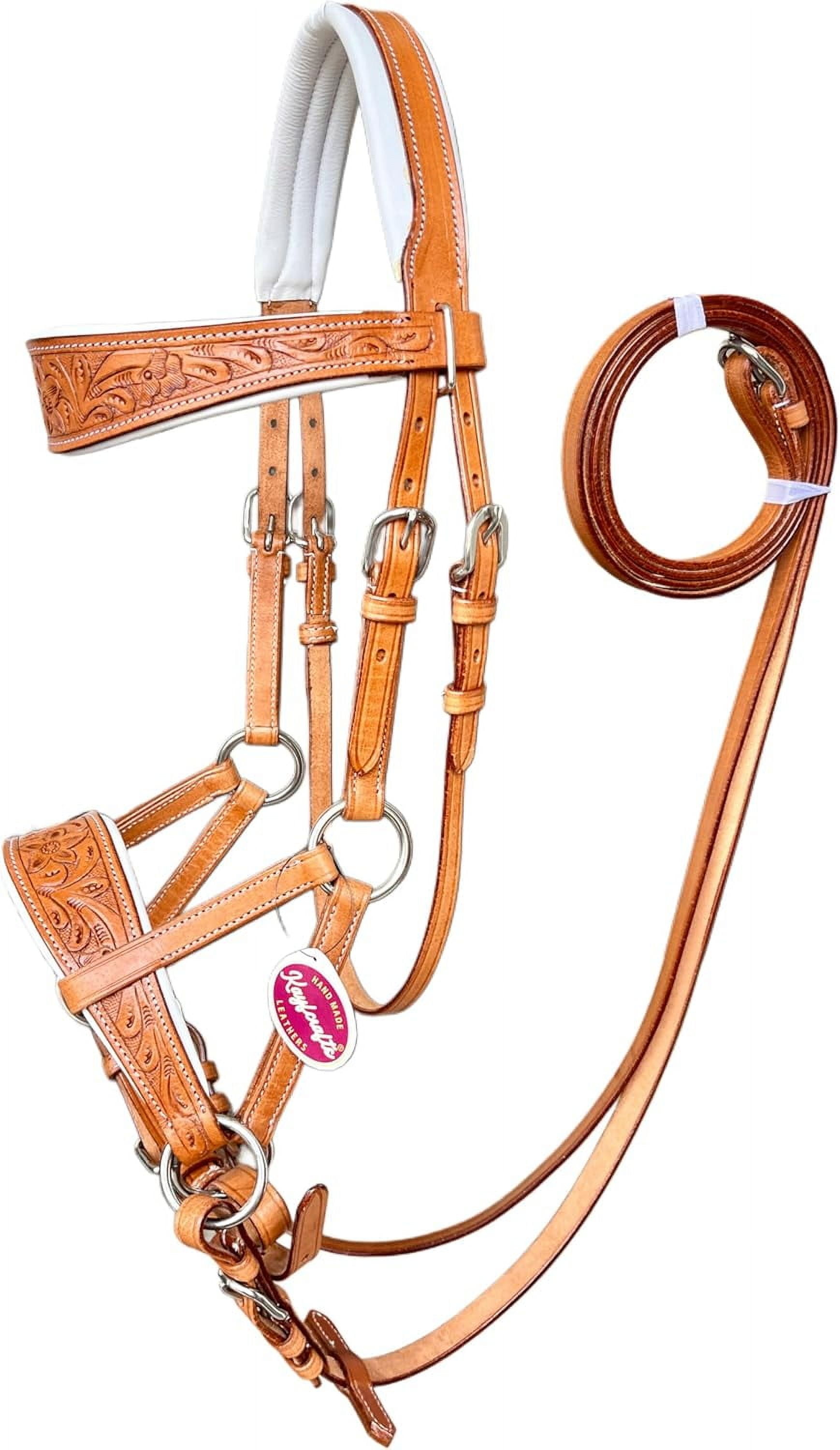 Leather Side Pull Bitless Bridle with Floral Tooling & Carving | Cow ...